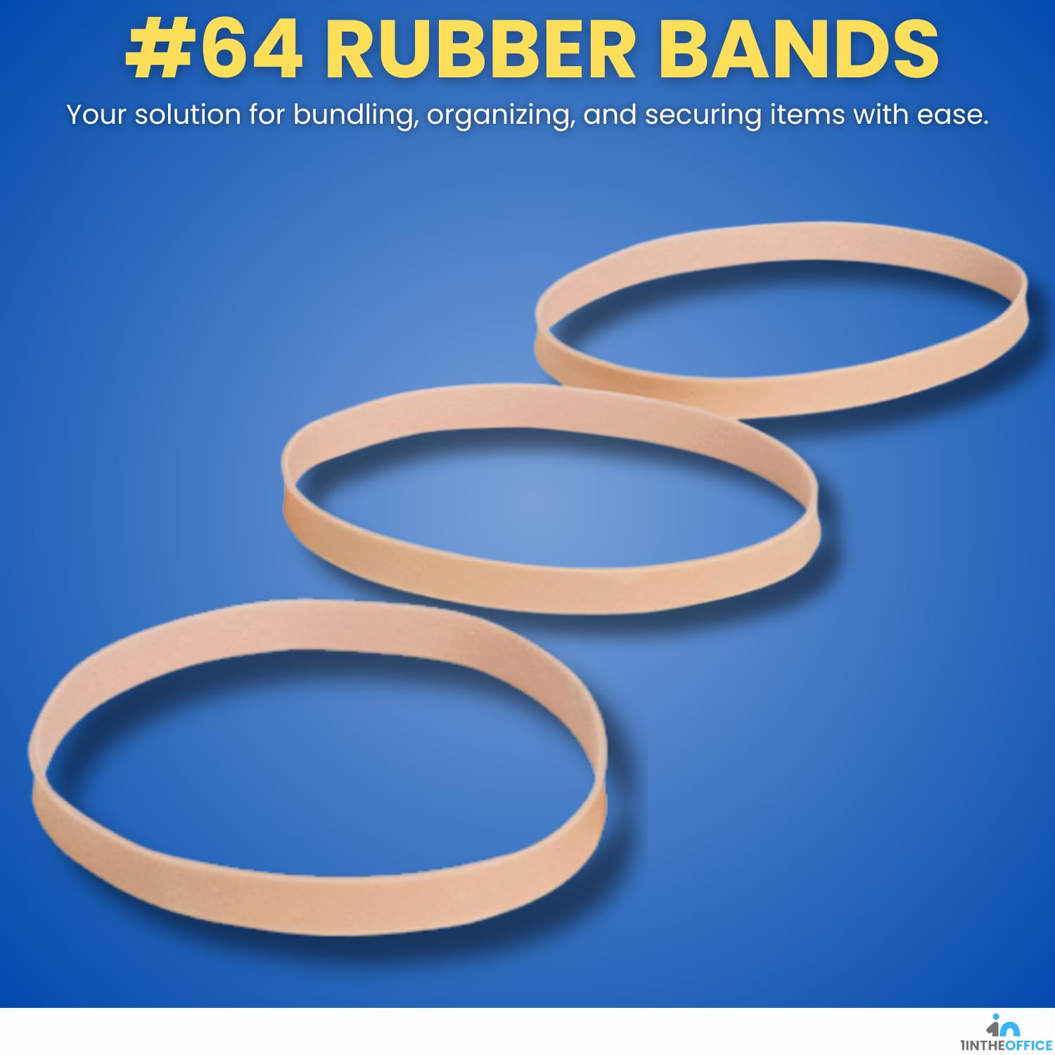 1InTheOffice Rubber Bands #64, Thick Rubber Bands, Heavy Duty Rubber Bands, Beige, Size 64, 380Pack