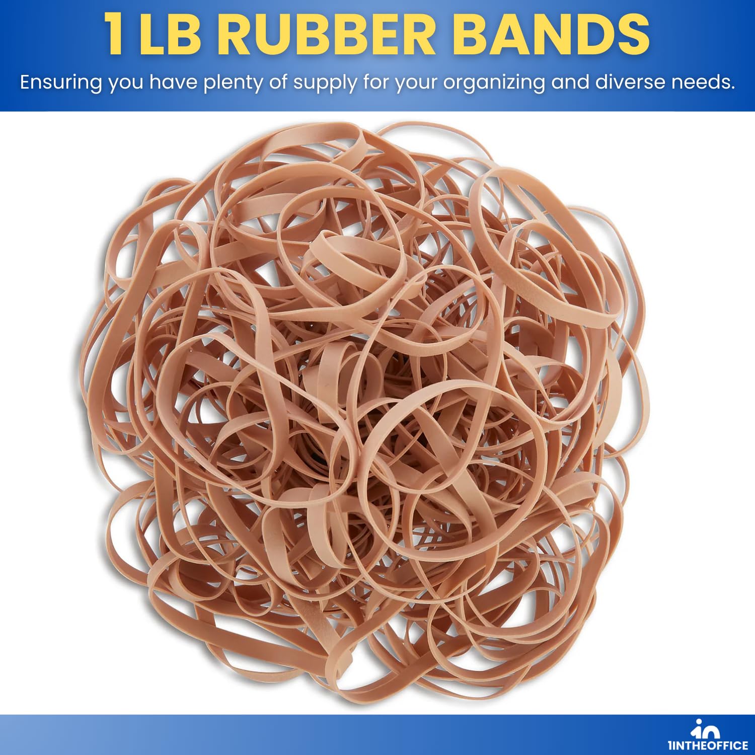 1InTheOffice Rubber Bands #64, Thick Rubber Bands, Heavy Duty Rubber Bands, Beige, Size 64, 380Pack