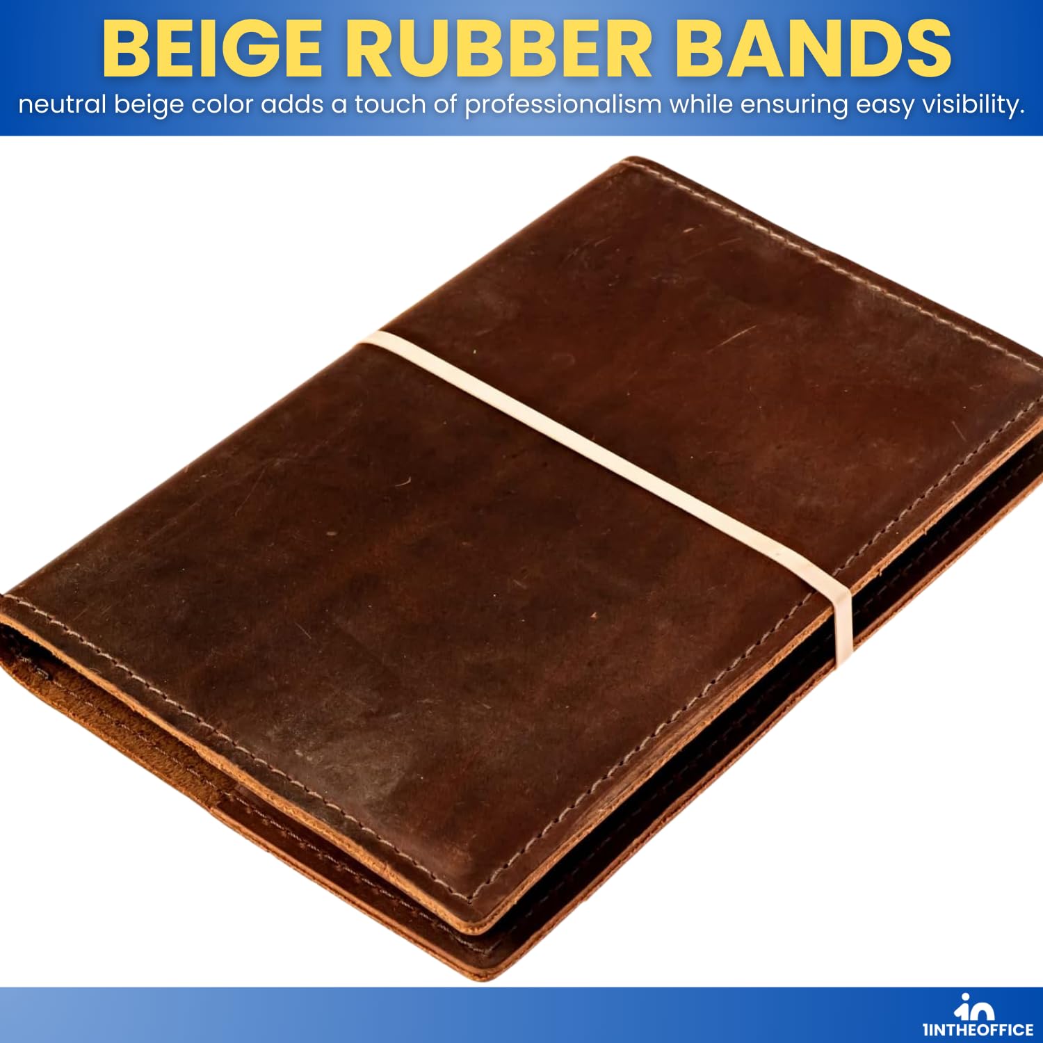 1InTheOffice Rubber Bands #64, Thick Rubber Bands, Heavy Duty Rubber Bands, Beige, Size 64, 380Pack