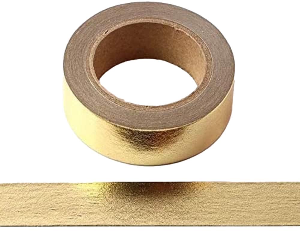 Syntego Solid Foil Washi Tape Decorative Self Adhesive Masking Tape 15mm x 10 Meters (Gold)