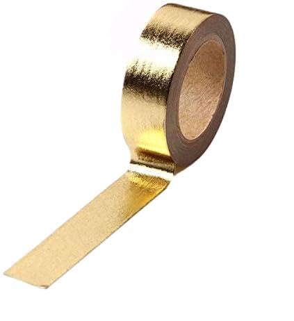 Syntego Solid Foil Washi Tape Decorative Self Adhesive Masking Tape 15mm x 10 Meters (Gold)
