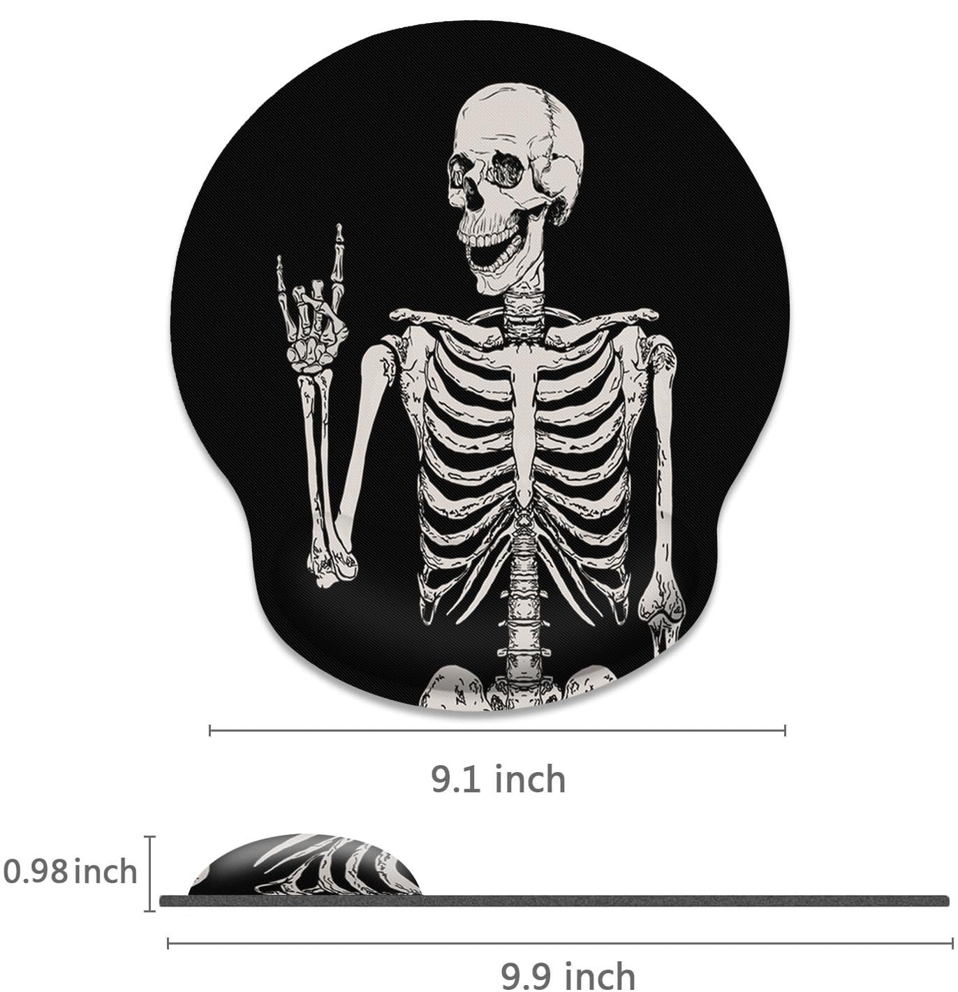 Britimes Ergonomic Mouse Pad with Wrist Support Black Human Skeleton Non-Slip Rubber Base Mousepad for Home Office Gaming Working Computers Laptop Easy Typing & Pain Relief