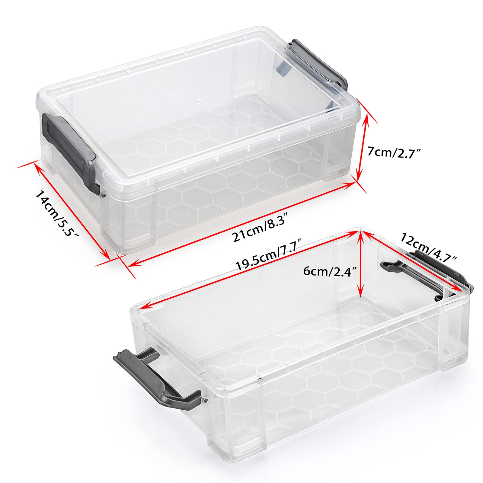 BTSKY 4 Pack Extra Large Capacity Plastic Pencil Box Stackable Translucent Clear Pencil Box Office Supplies Storage Organizer Box for Gel Pens Erasers Tape Pens Pencils Markers etc(Grey)