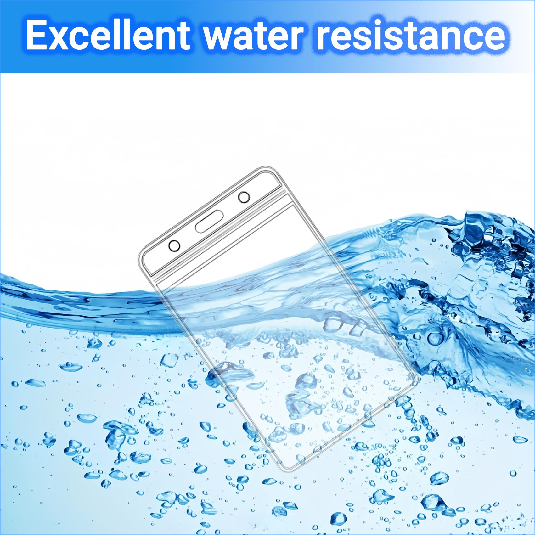 Vertical ID Badge Holders Sealable Waterproof Clear Plastic Holder, for RFID/Proximity/Badge Swipe Cards or Credit Card/Driver's License (Transparent-6pcs)