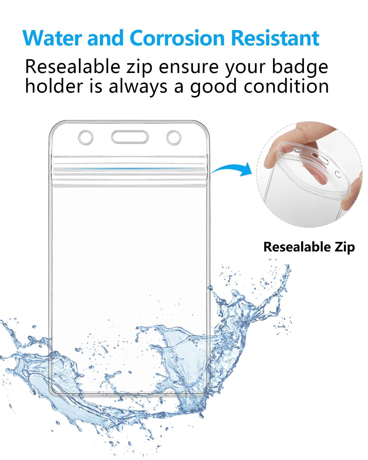 KTRIO 2 Pack Retractable Badge Holders, ID Badge Holders with Heavy Duty Carabiner Reel Clip, Vertical Style Clear ID Card Holders with 28 inches Kevlar Pull Cord