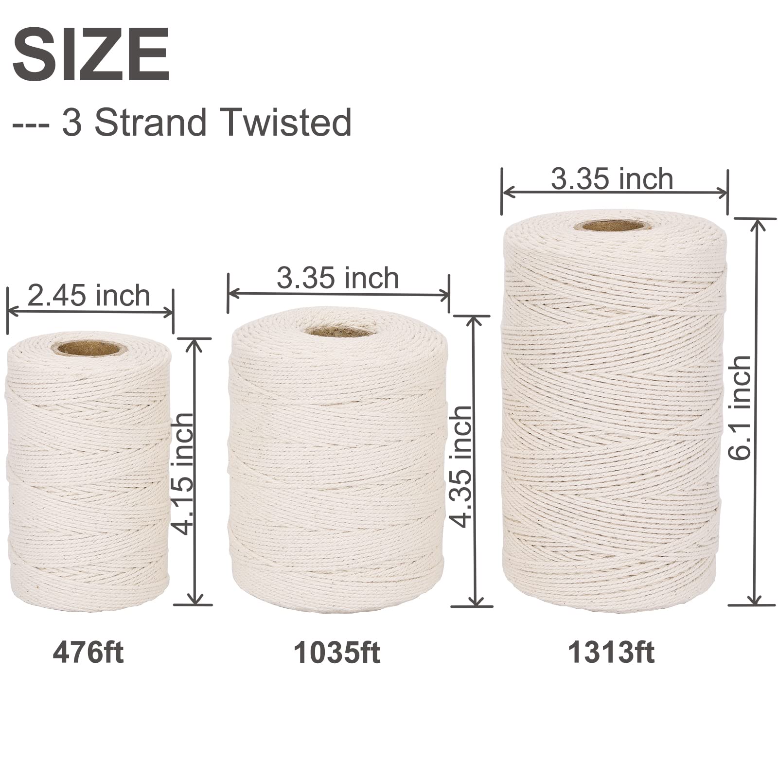 XKDOUS 476ft Butchers Twine, 100% Cotton Food Safe Cooking Twine Kitchen Twine String, 2mm Natural White Butcher Twine for Meat and Roasting, Trussing Poultry, Bakes Twine & Crafting