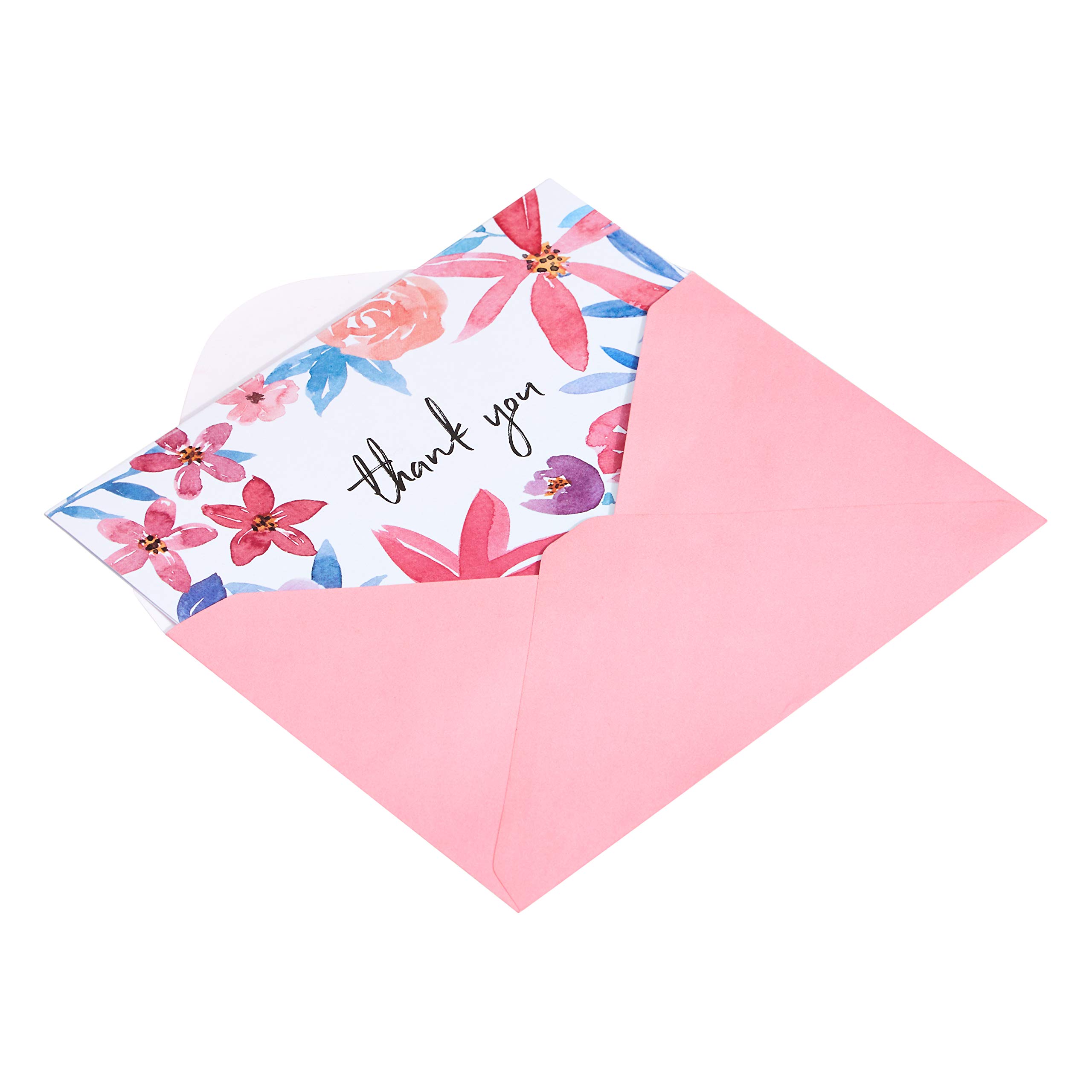 Amazon Basics Thank You Cards, Floral, 48 Cards and Envelopes