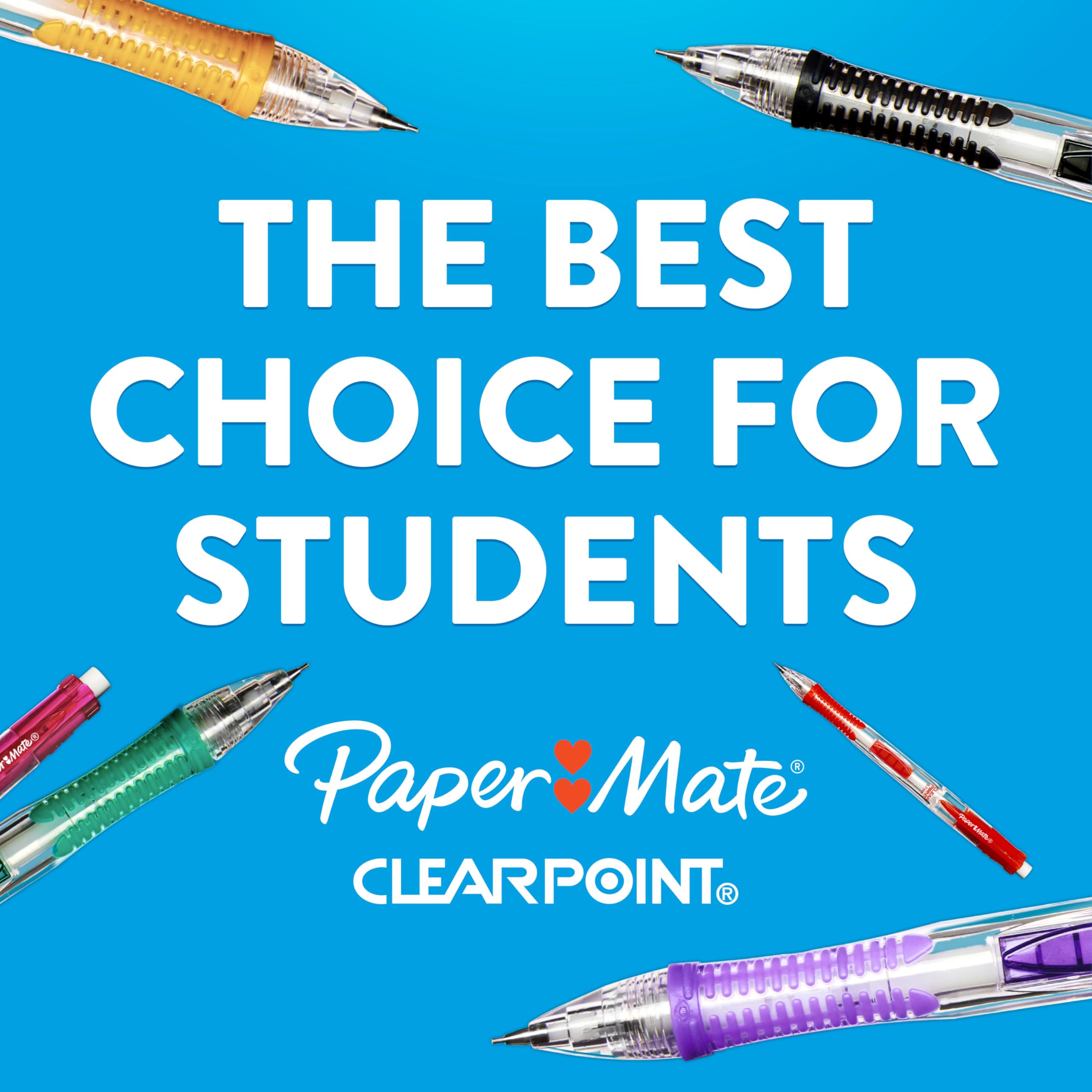 Paper Mate Clearpoint Mechanical Pencils, 0.7 mm Lead Pencil, Black Barrel, Refillable, 6 Pack