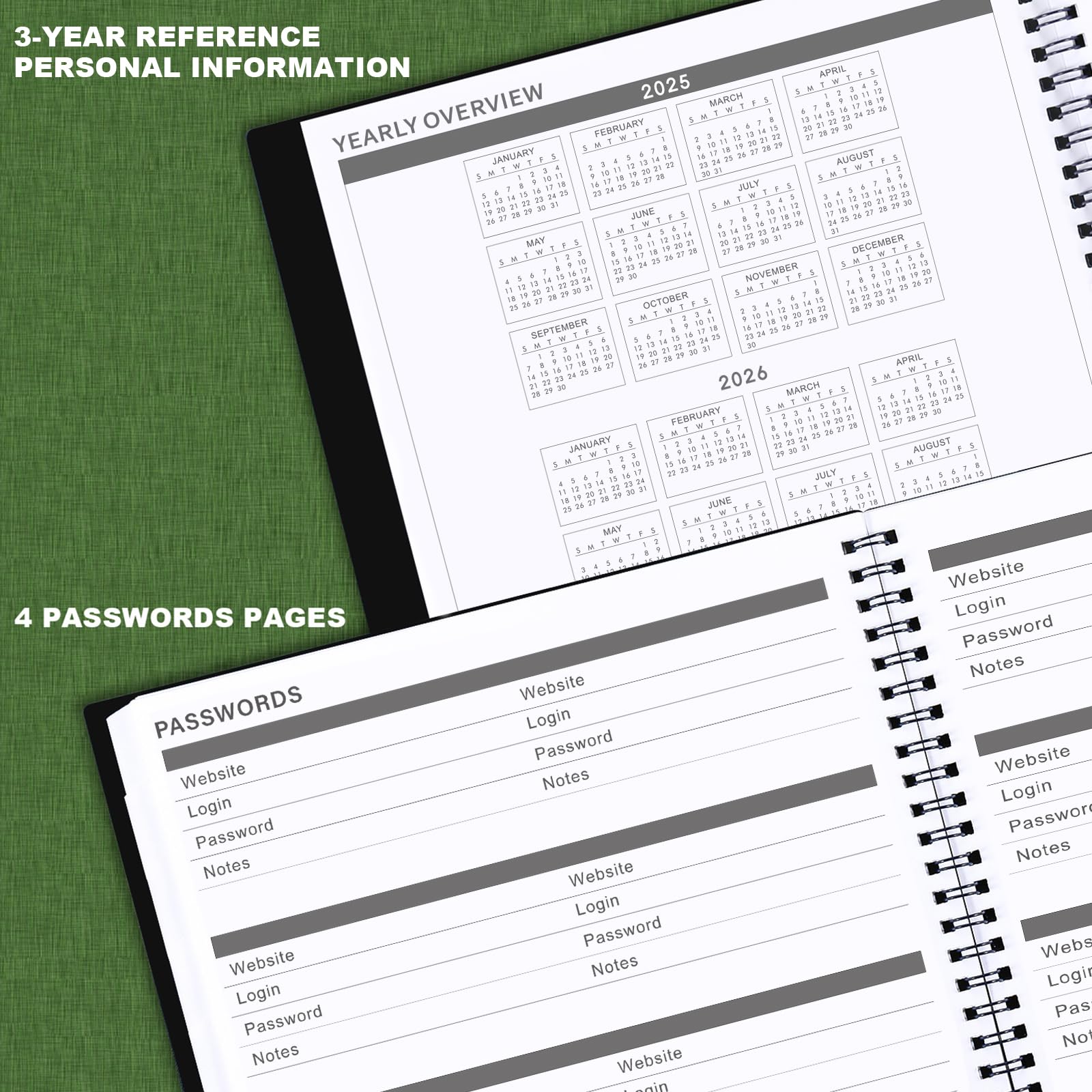 Monthly Planner/Calendar 2023-2024 - 2023-2024 Monthly Planner, Jul. 2023 - Dec. 2024, 18-Month Planner with Tabs & Pocket & Label, Contacts and Passwords, 8.5" x 11", Thick Paper, Twin-Wire Binding - Black by Artfan
