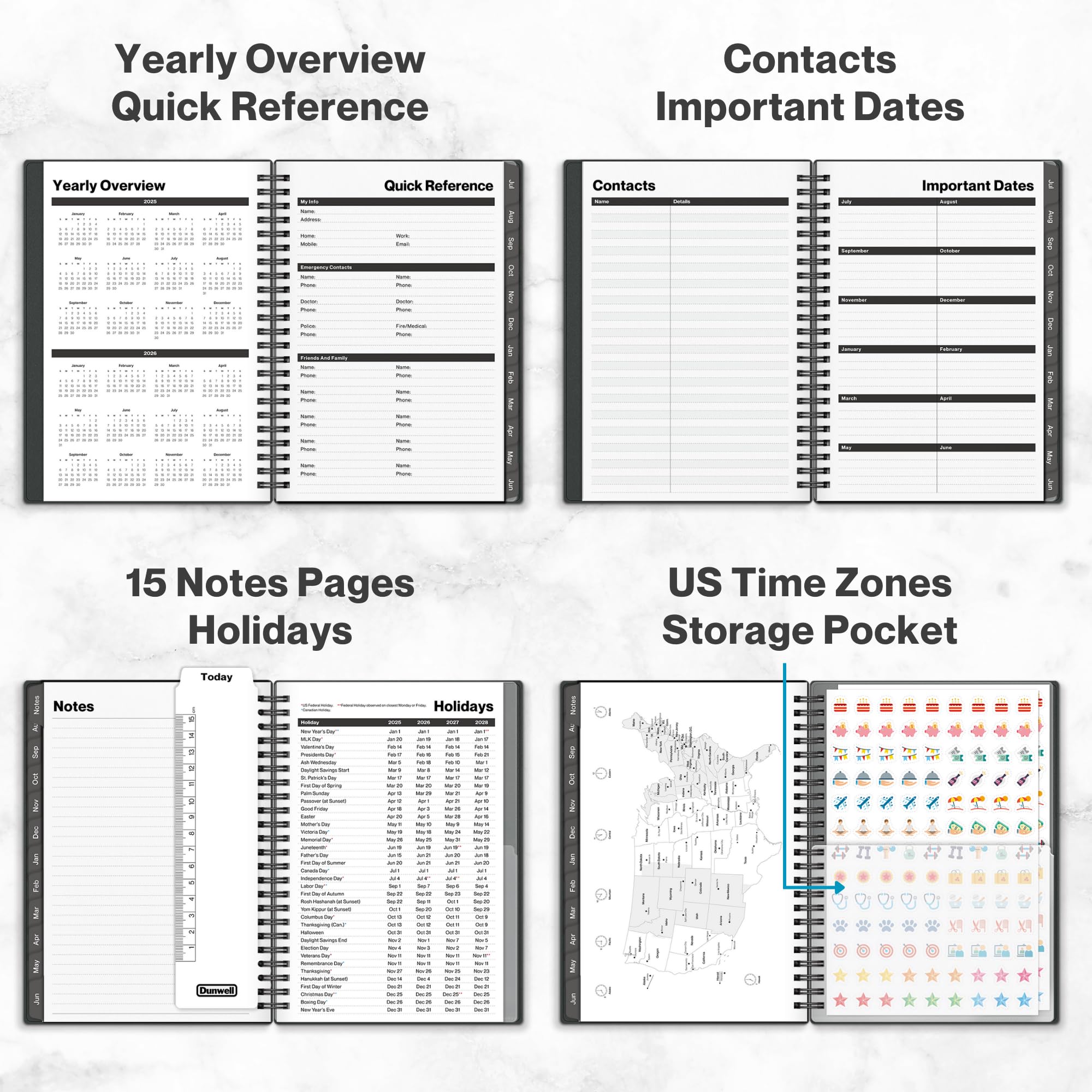 Dunwell 2023 Planner Weekly Monthly (6x8.25"), Small 2023 Planner Book, Agenda 8 x 6, Calendar Yearly Planner, Monthly Tabs, Bookmark, Notes, Inner Pocket, Stickers