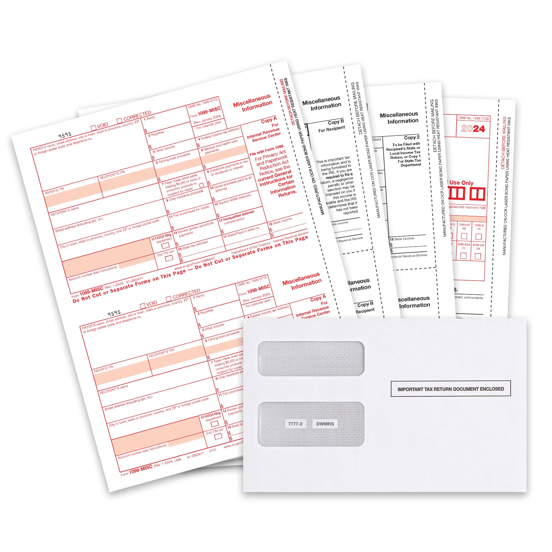 1099 MISC Forms 2022, 4 Part Tax Forms Kit, 25 Vendor Kit of Laser Forms, Compatible with QuickBooks and Accounting Software, 25 Self Seal Envelopes Included