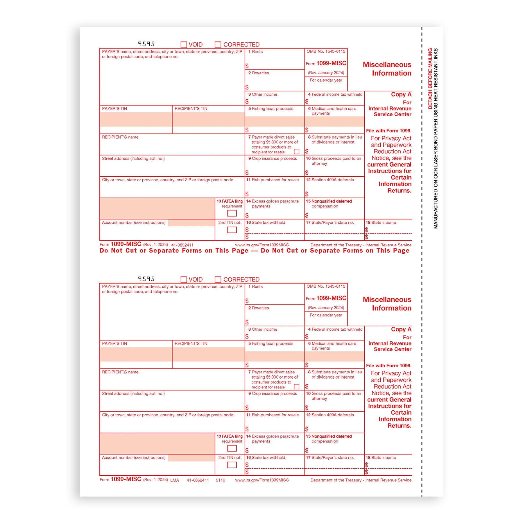 1099 MISC Forms 2022, 4 Part Tax Forms Kit, 25 Vendor Kit of Laser Forms, Compatible with QuickBooks and Accounting Software, 25 Self Seal Envelopes Included
