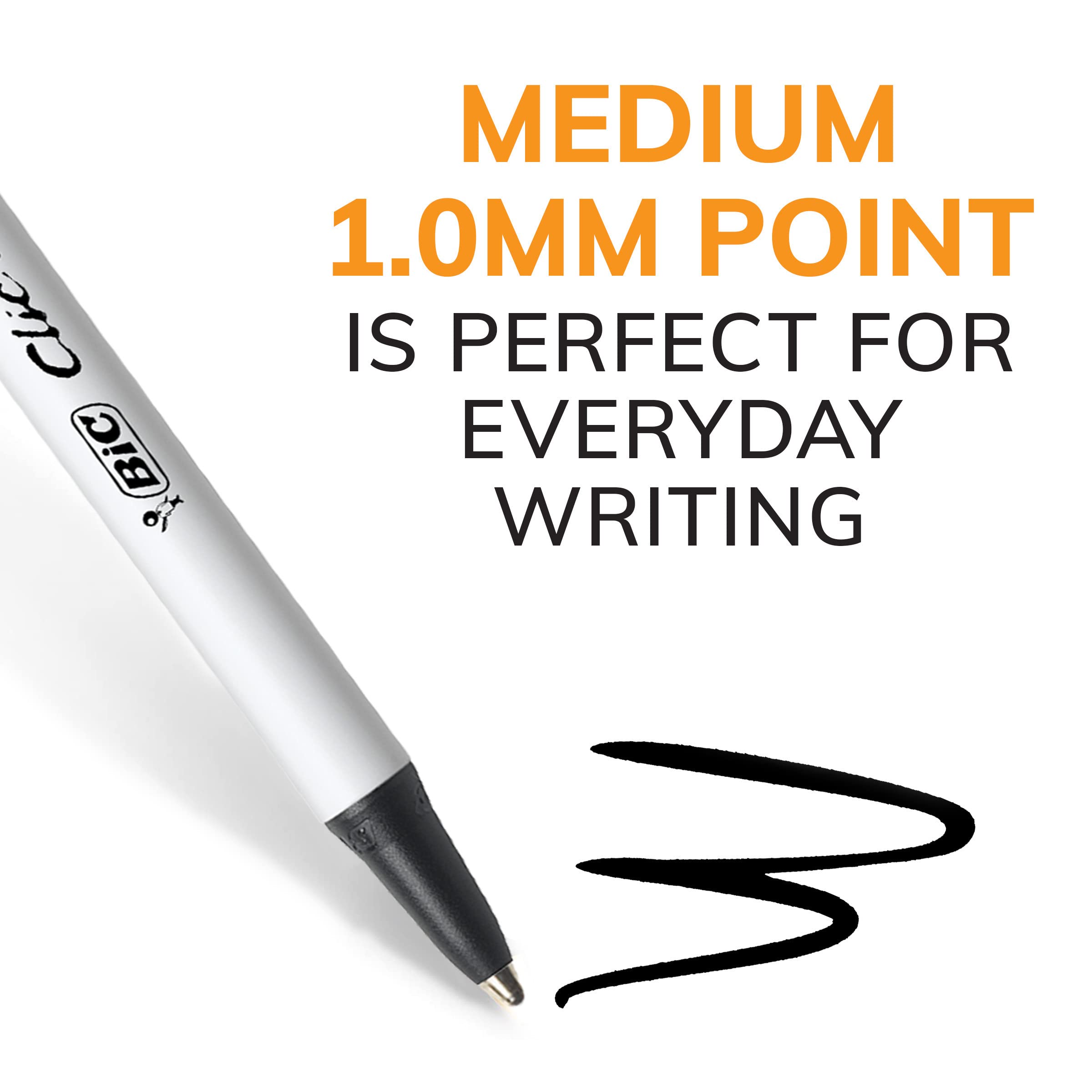 BIC Clic Stic Black Retractable Ballpoint Pens, Medium Point (1.0mm), 24-Count Pack, Round Barrel Design for Comfortable Writing