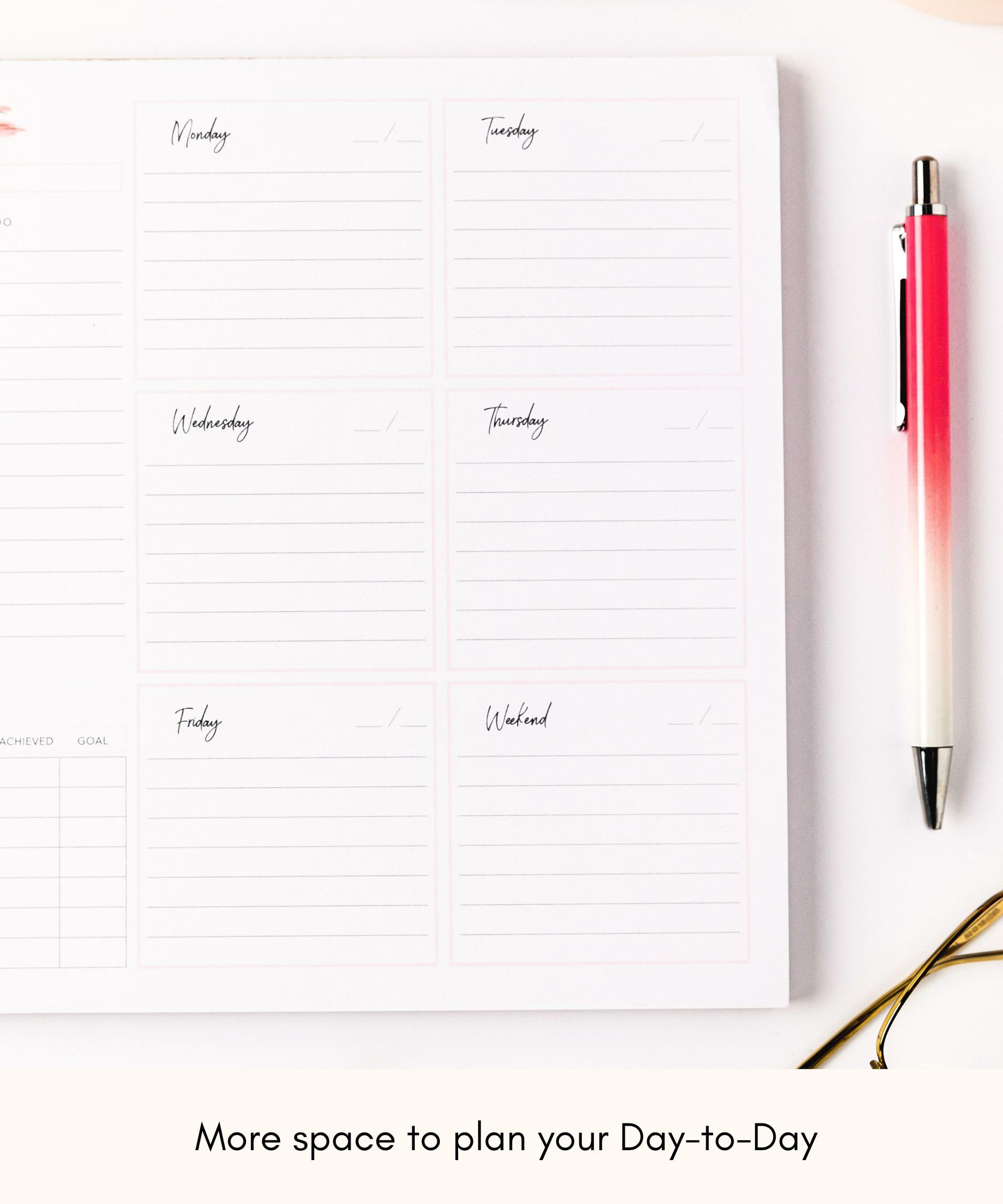 Weekly Planner Pad Tear Off – 52 Undated Weekly Sheets Daily To Do List Notepad, Habit Tracker, Academic Planner Notebook, Daily Work Planner - Full Year Productivity Planner 10.1 x 7.7’’