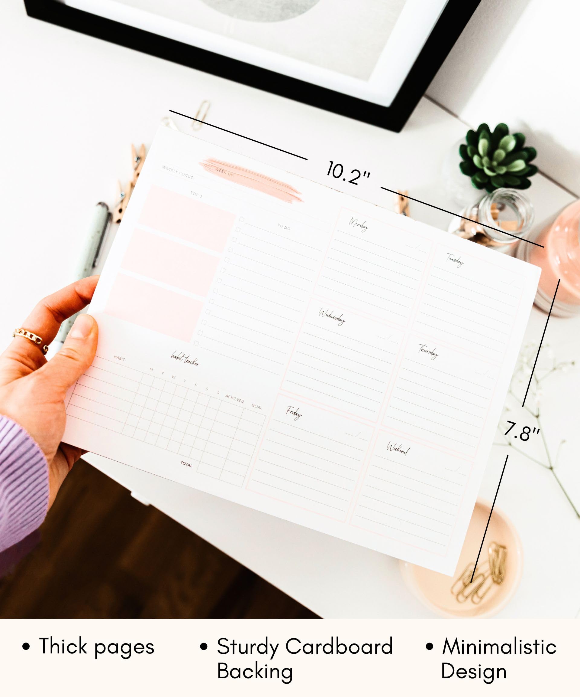Weekly Planner Pad Tear Off – 52 Undated Weekly Sheets Daily To Do List Notepad, Habit Tracker, Academic Planner Notebook, Daily Work Planner - Full Year Productivity Planner 10.1 x 7.7’’