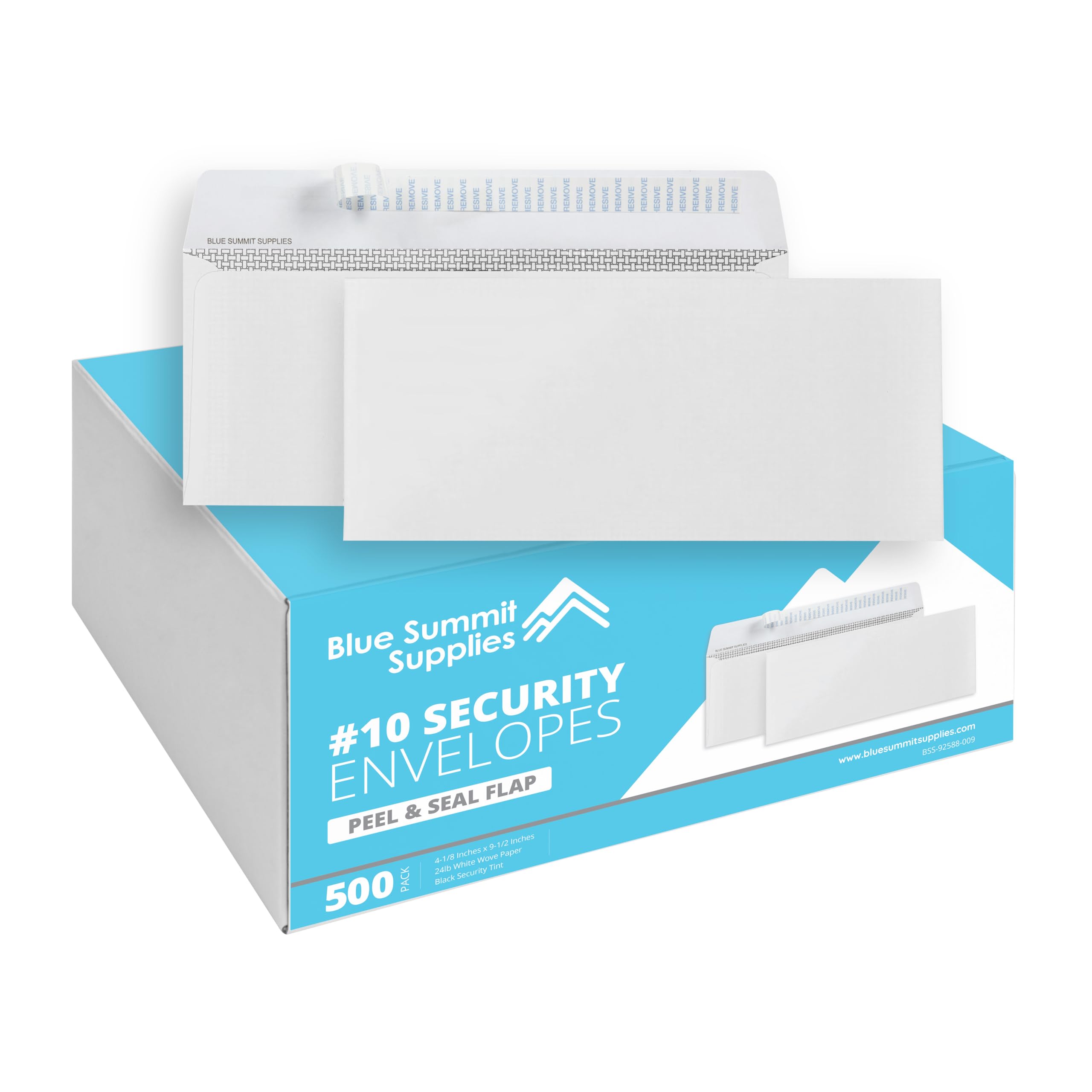 500 No. 10 Self Seal Security Envelopes - 10 Envelopes Self Seal Designed for Secure Mailing - Security Tinted with Printer Friendly Design - Number 10 Size 4 1/8 x 9 ½ Inch - Pack of 500
