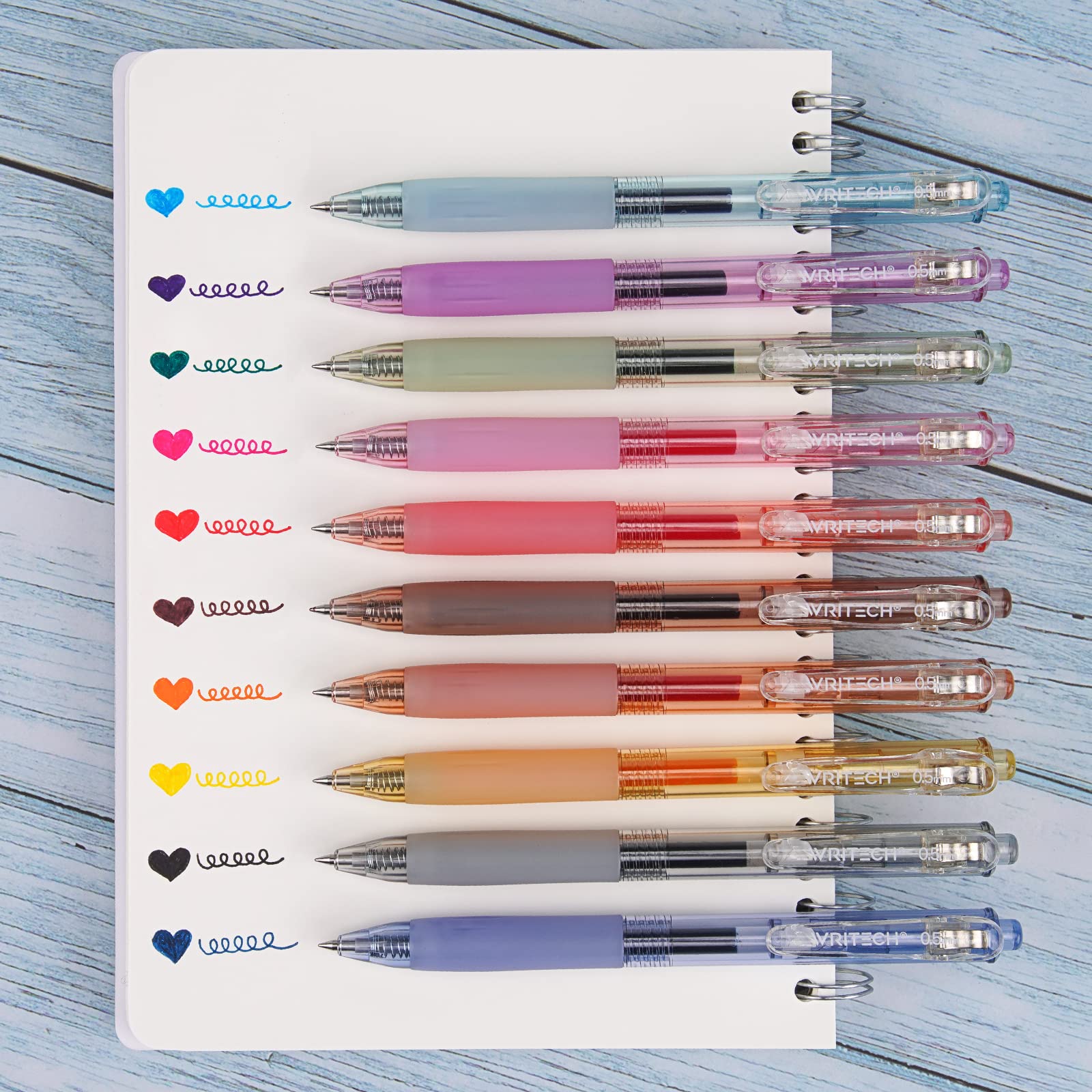 WRITECH Retractable Gel Pens Quick Dry Ink Pens Fine Point 0.5mm Multicolor For Journaling, Drawing, Doodling, and Notetaking (Multicolor)