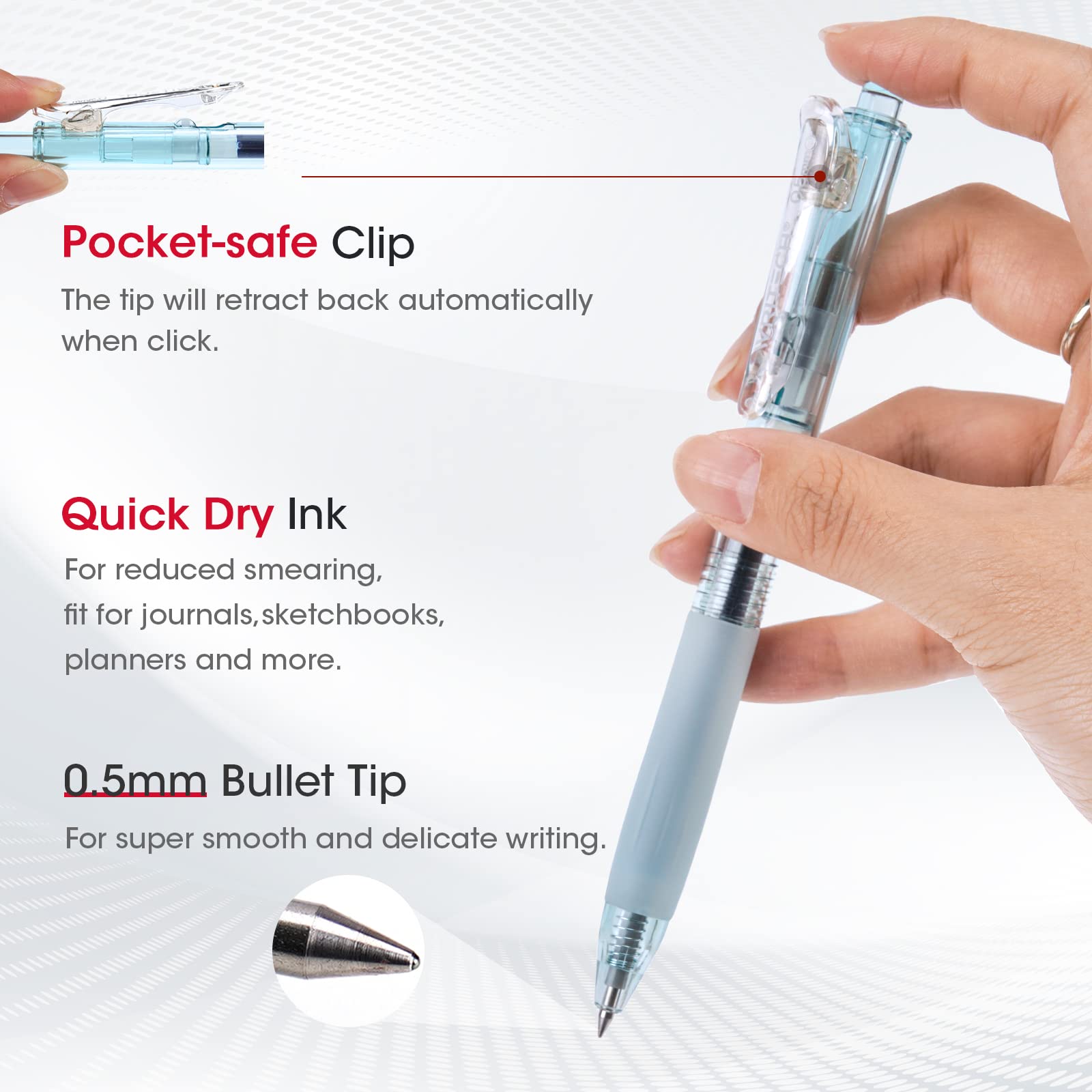 WRITECH Retractable Gel Pens Quick Dry Ink Pens Fine Point 0.5mm Multicolor For Journaling, Drawing, Doodling, and Notetaking (Multicolor)