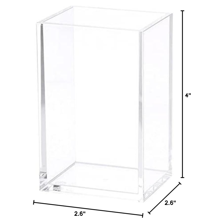 Clear Acrylic Pencil Pen Holder Cup, Clear Makeup Brush Holder, Acrylic Desk Accessories, Stationery Organizer for Office Desk Accessory