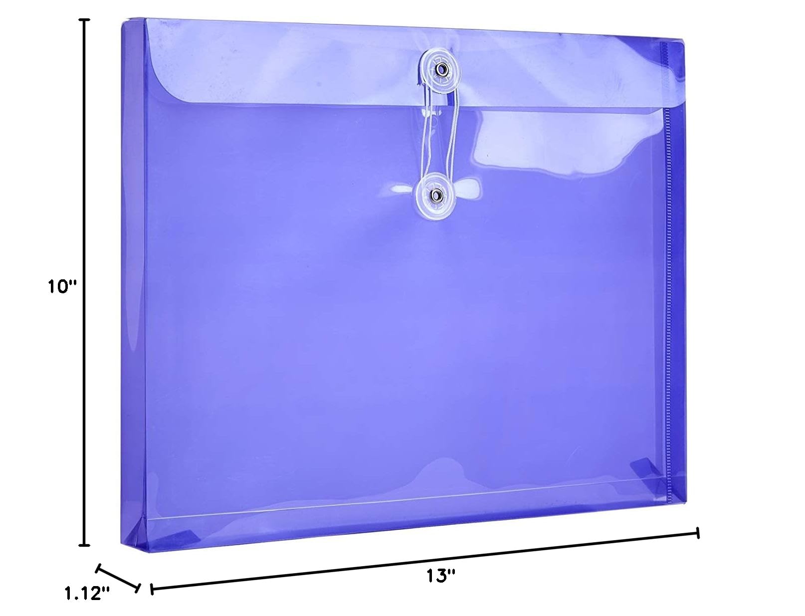 FANWU Plastic Letter Size Envelopes with Button & String Tie Closure, 1-1/6" Expansion, Side Load, Clear Poly Reusable File Folders Project Paper Documents Organizer for Office School Home