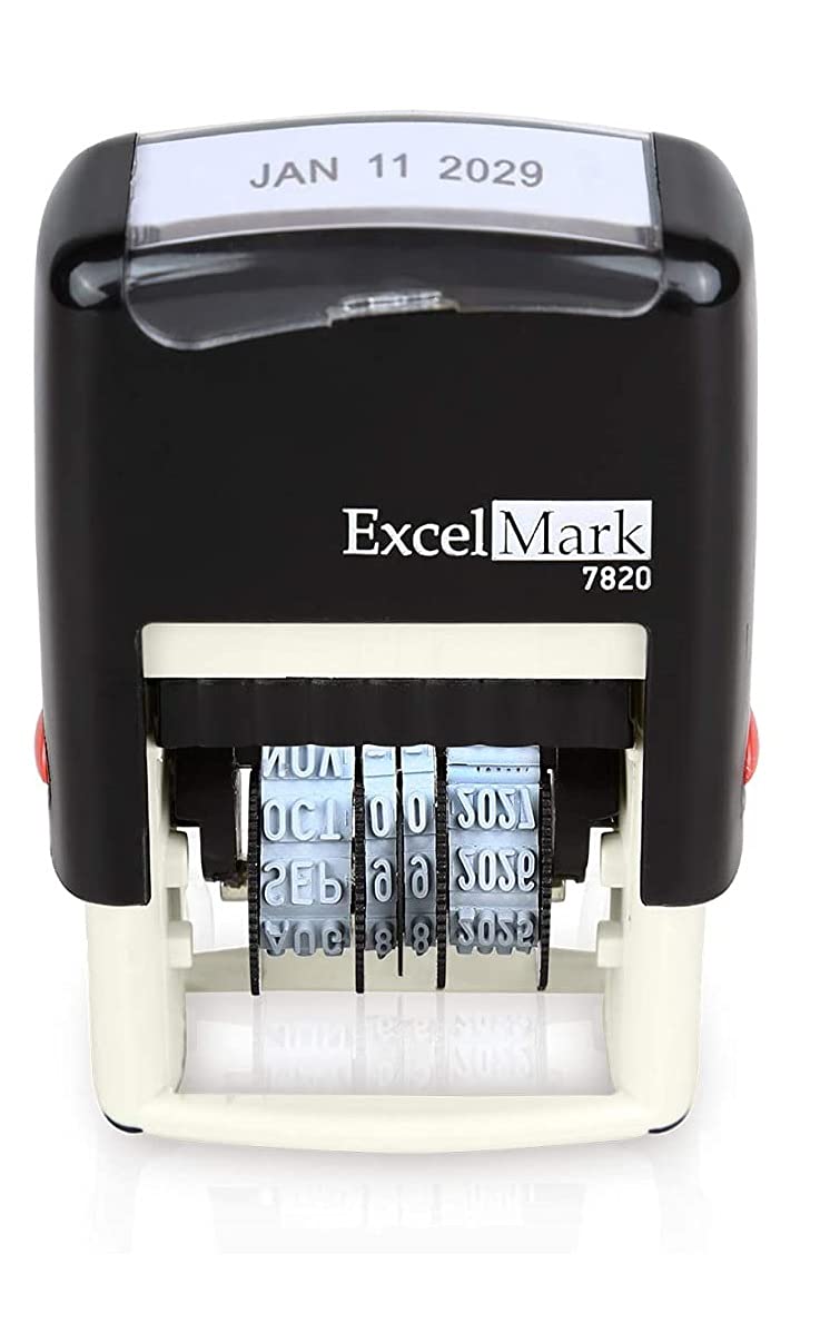 ExcelMark 7820 Self-Inking Rubber Date Stamp – Great for Shipping, Receiving, Expiration and Due Dates (Black Ink)