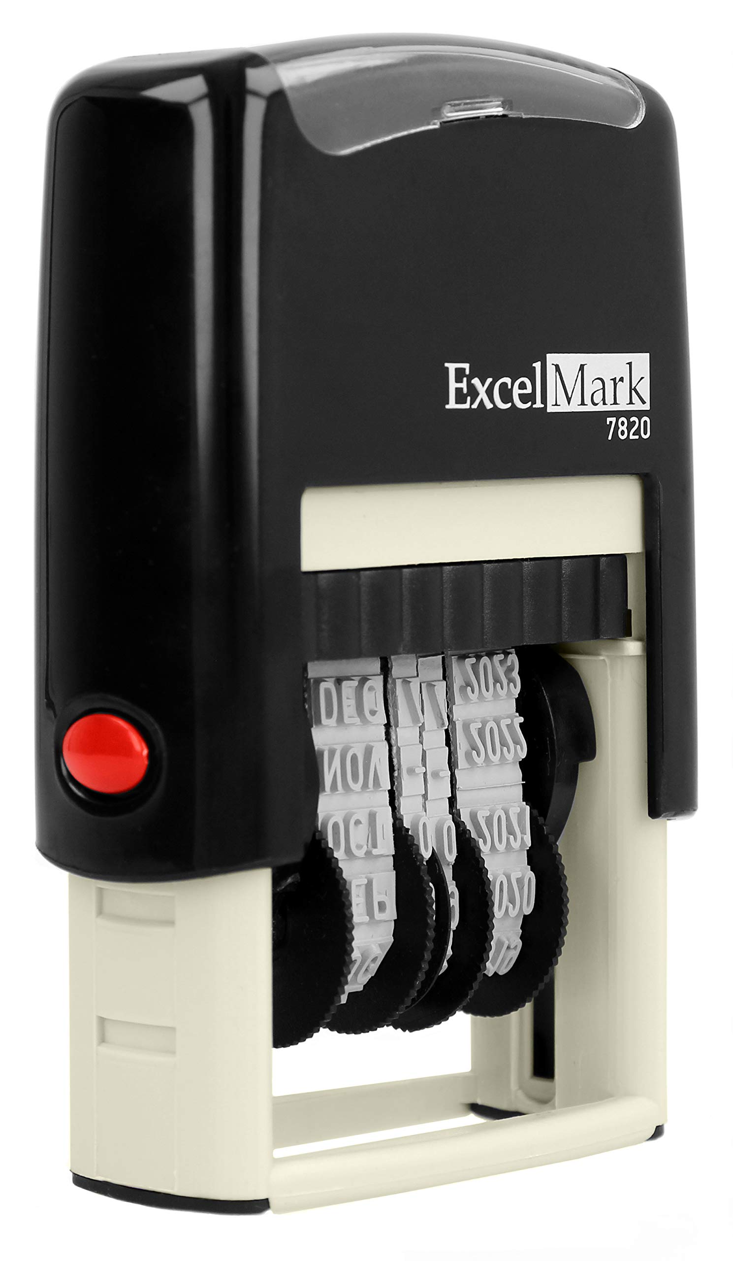 ExcelMark 7820 Self-Inking Rubber Date Stamp – Great for Shipping, Receiving, Expiration and Due Dates (Black Ink)