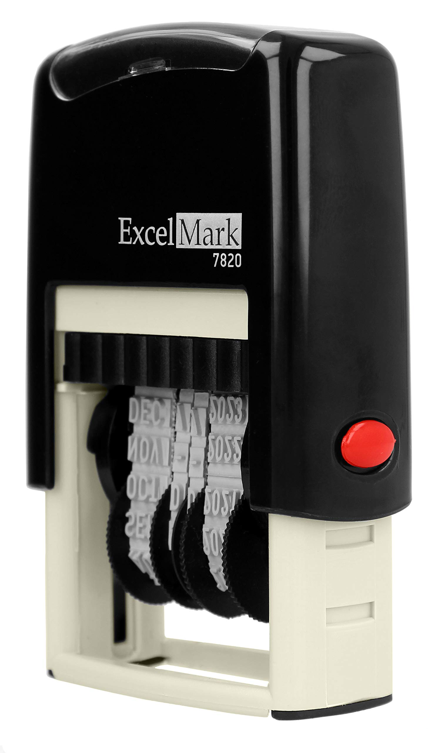 ExcelMark 7820 Self-Inking Rubber Date Stamp – Great for Shipping, Receiving, Expiration and Due Dates (Black Ink)