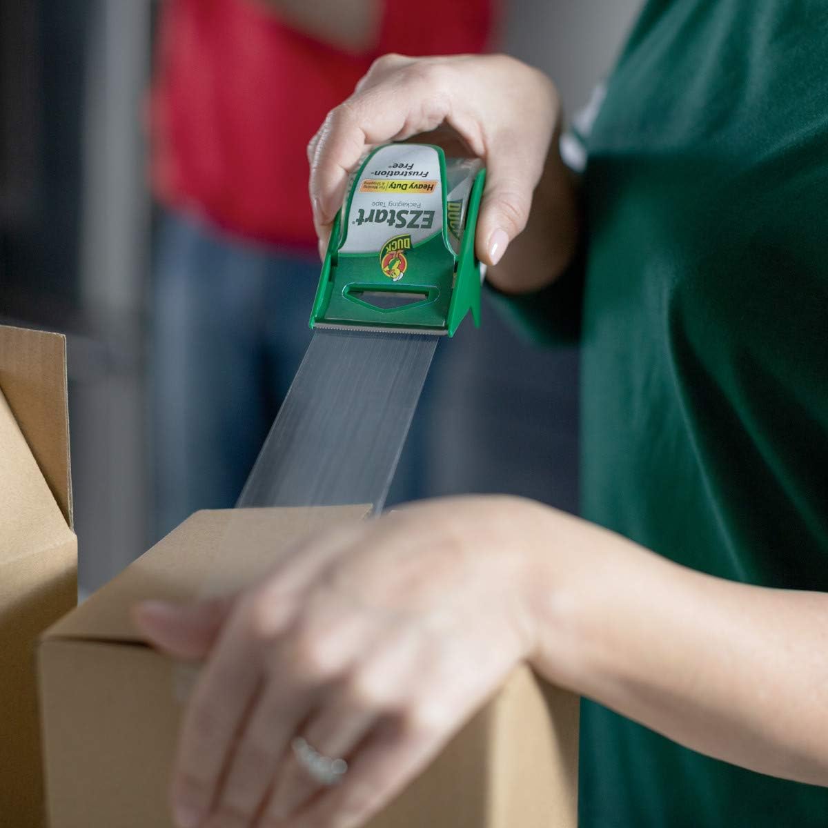 Duck EZ Start Brand Packing Tape With Dispenser, 6 Rolls, 1.88 Inch x 22.2 Yard, Clear (824922)