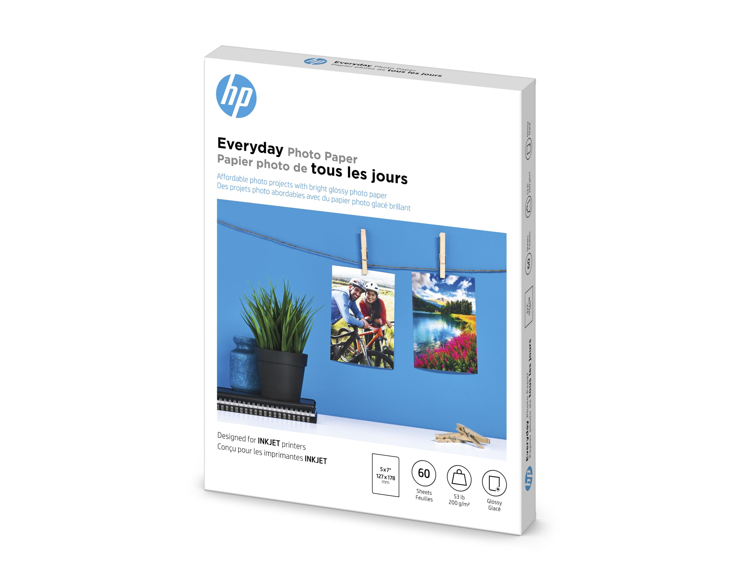 HP Everyday Photo Paper, Glossy, 5x7 in, 60 sheets (CH097A)