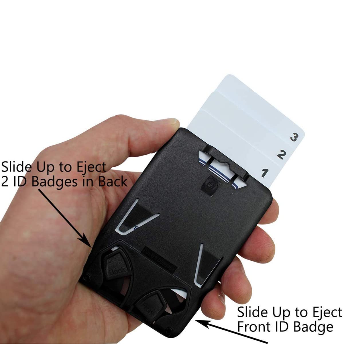 Specialist ID Vertical Top Load Three Card Badge Holder - Hard Plastic with Heavy Duty Breakaway Lanyard w Quick Release Metal Clip & Key Ring (One Holder / 3 Cards Inside) (Black)