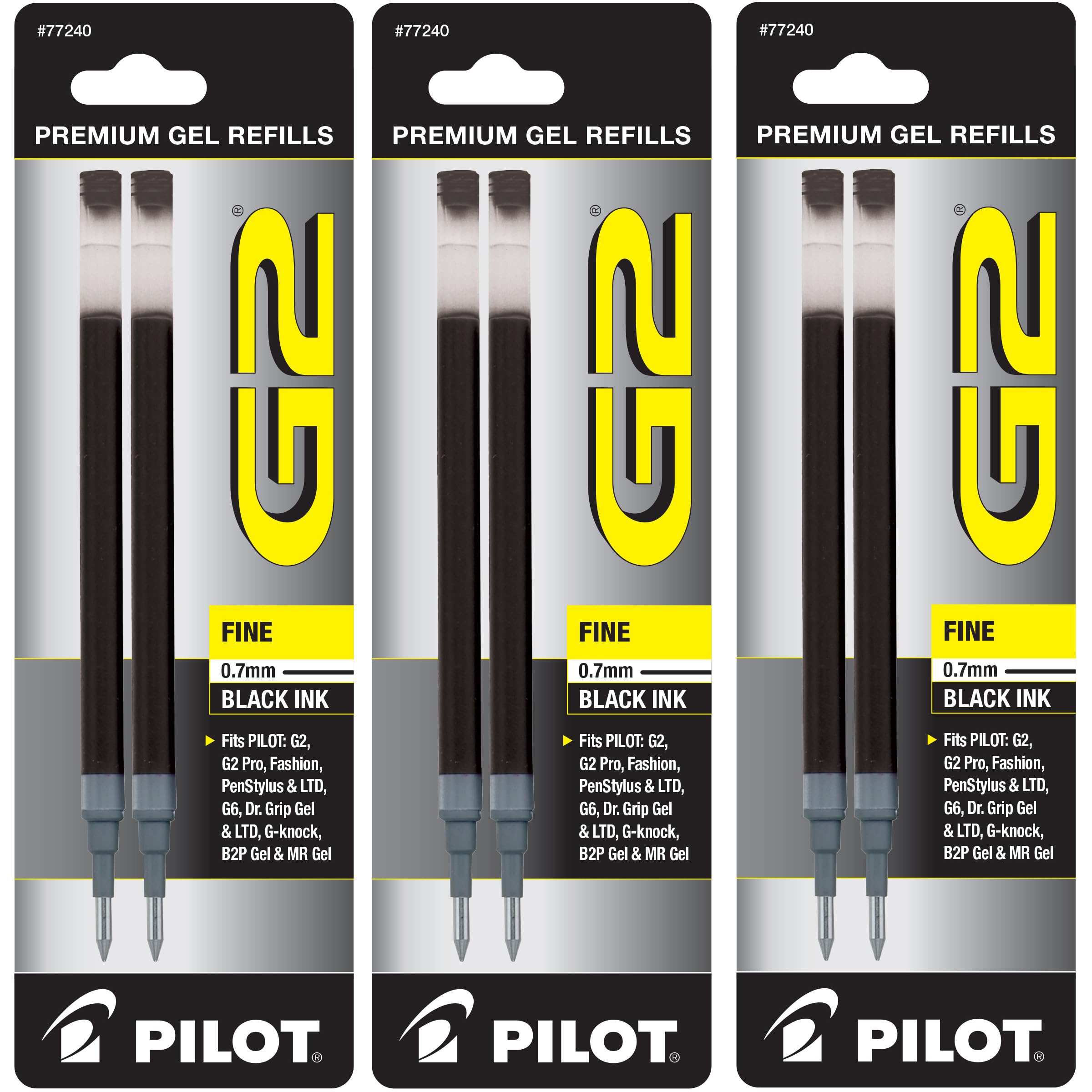 Pilot G2 Gel Ink Refill, Fine Point, Black Ink - Pack of 6 (PIL77240-6PACKS)