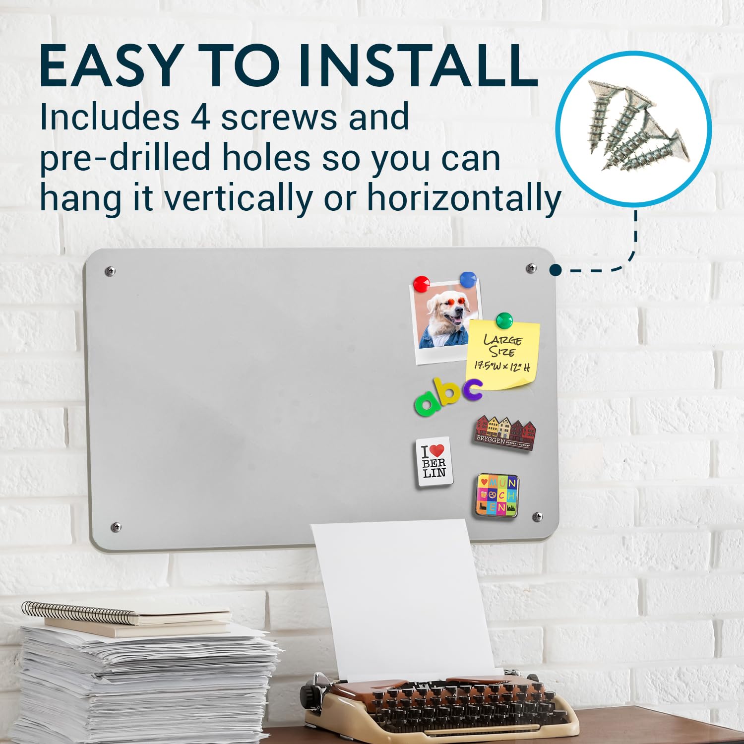 17.5" x 12" Magnetic Board - Great Magnet Bulletin Board to Display Magnetic Poetry, Spices, Notes, Photos and More - Ideal for The Wall, Refrigerator, Cubicle and More - by Impresa Products