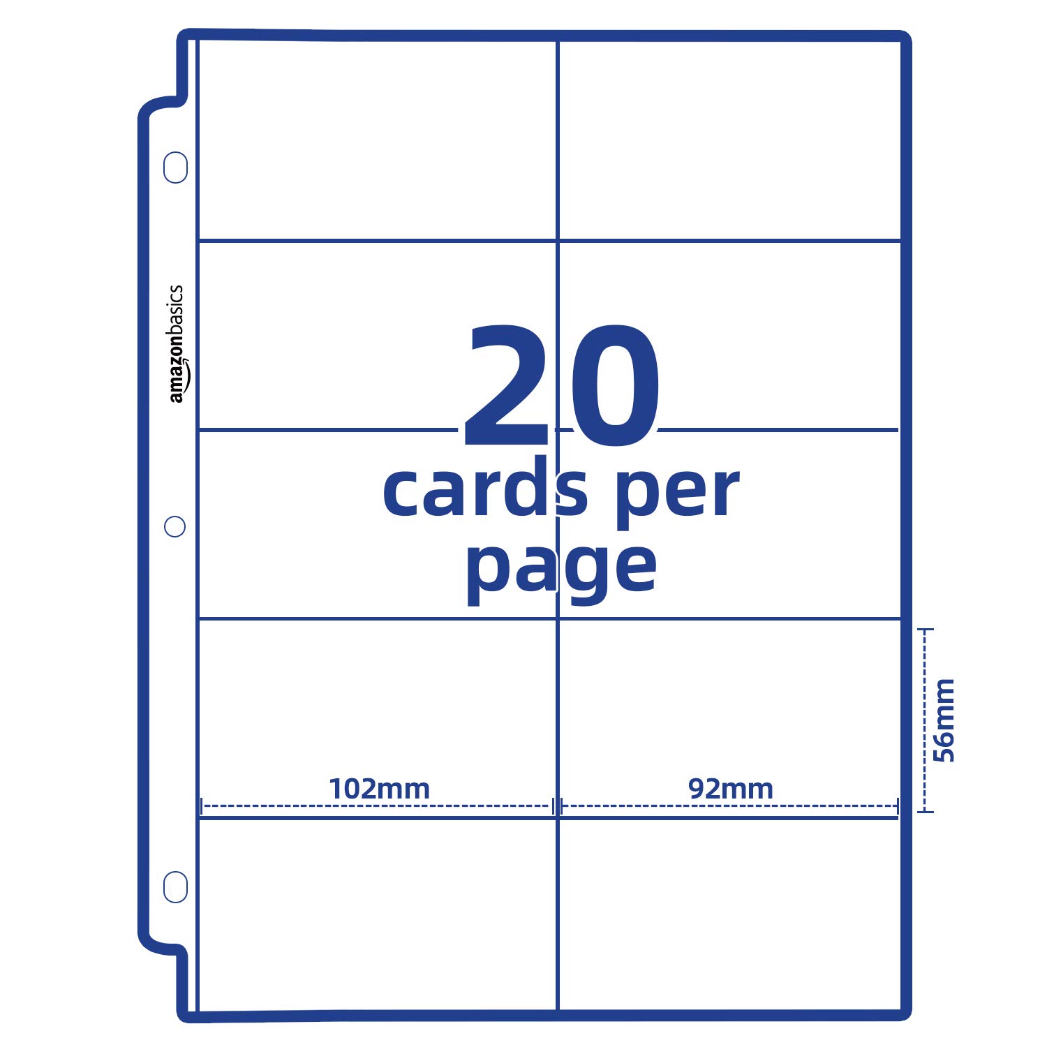 Amazon Basics Plastic Business Card Holder, Protector Sleeves for 3-Ring Binder, Transparent, 25-Pack