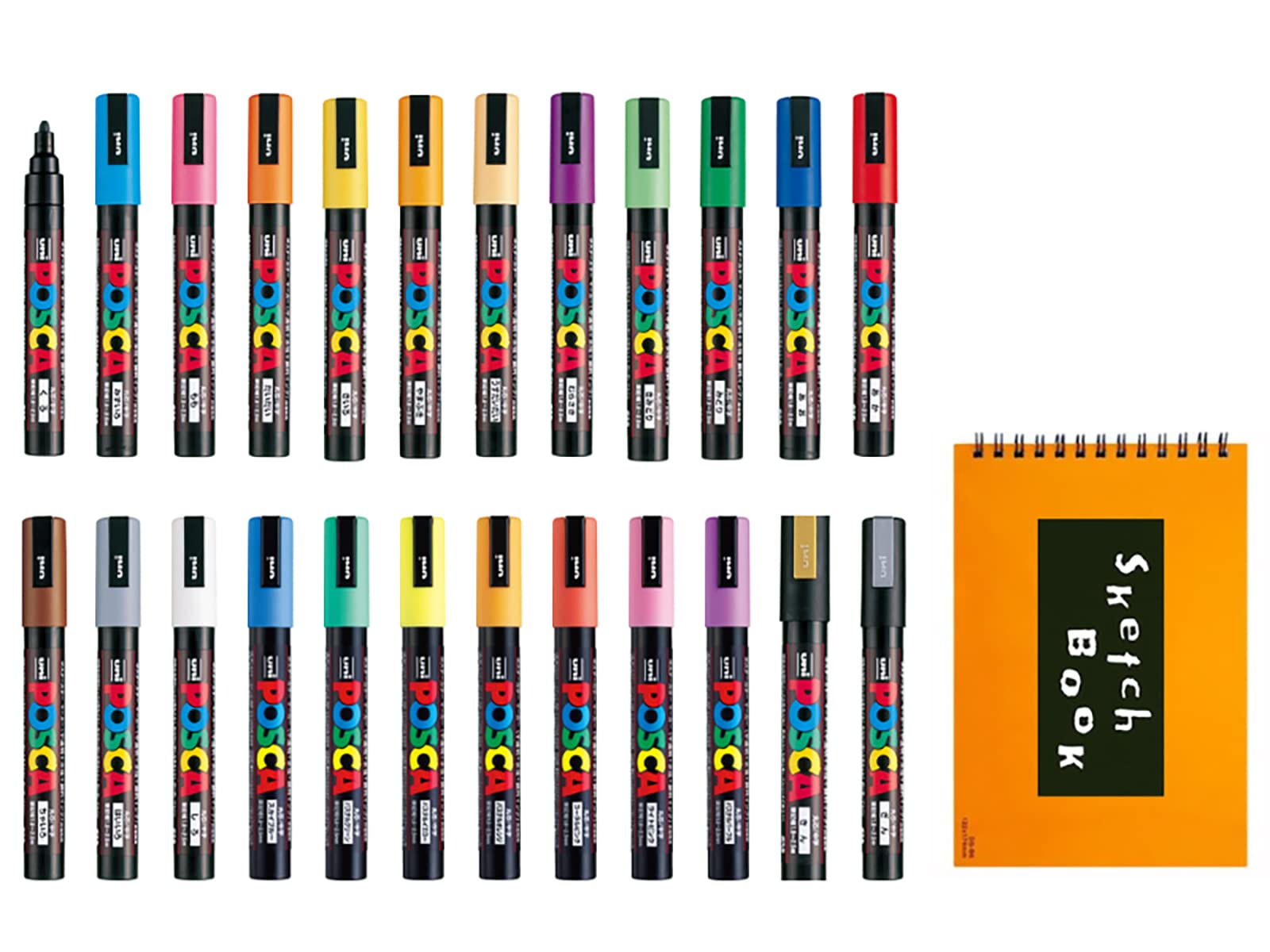 Uni-posca Paint Marker Pen SPECIAL (b-set) , Mitsubishi Pencil Uni Posca Poster Color Marking Pens Fine Point 15 Colours (PC-3M15C), Gold and Silver -Japan Import