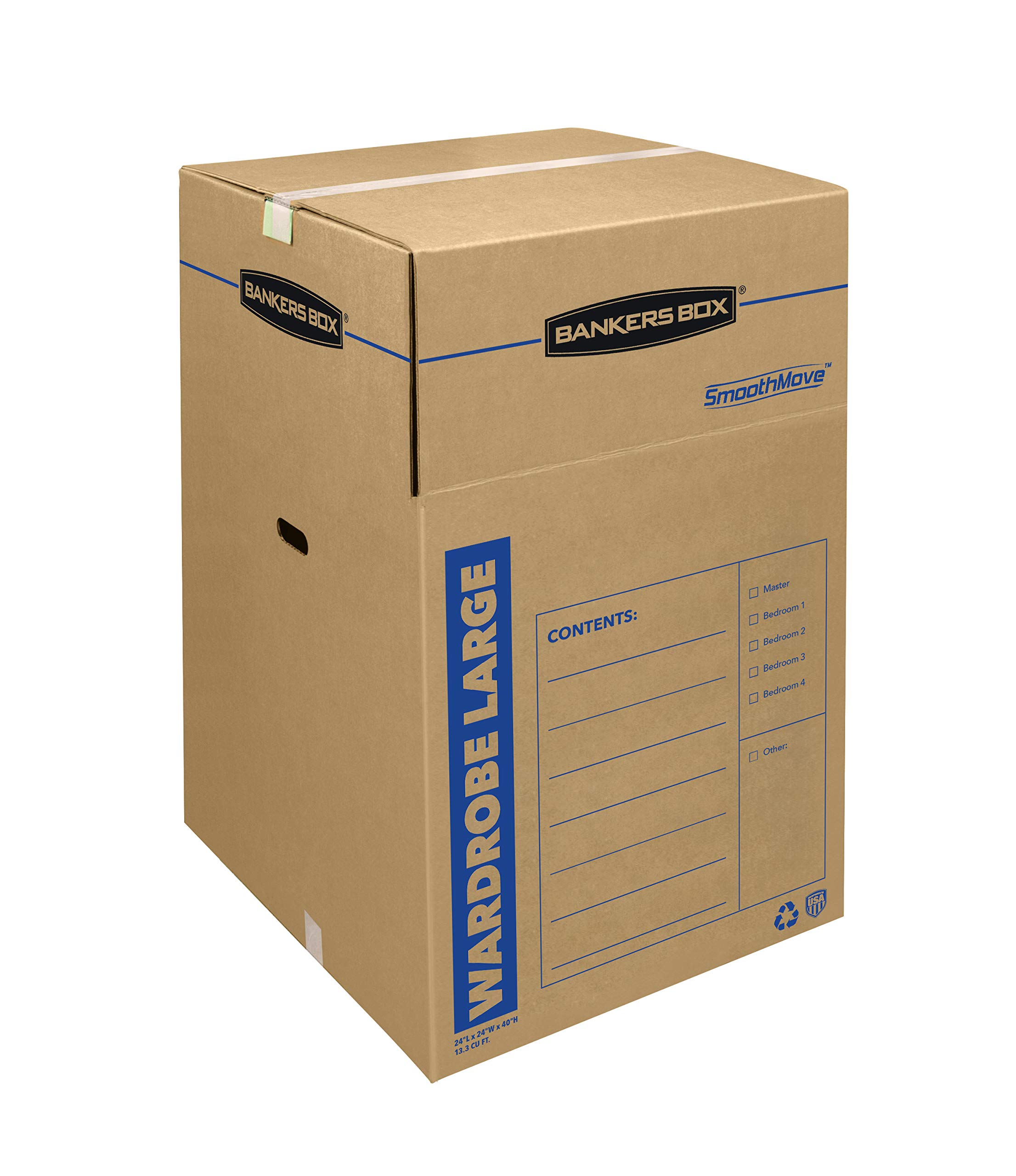 Bankers Box SmoothMove Wardrobe Moving Boxes, Tall, 24 x 24 x 40 Inches, 3 Pack (7711001)