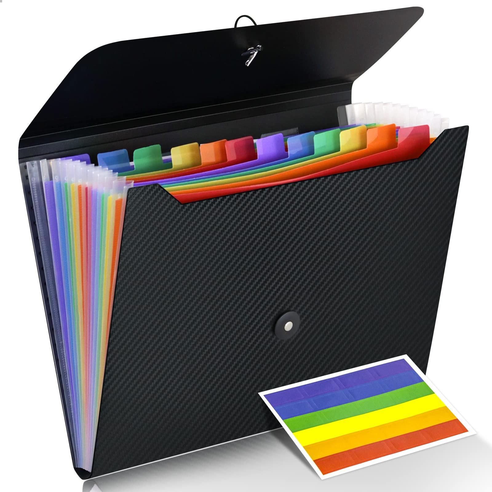 Accordian File Organizer Expanding File Folder, 13 Pockets File Holder Organizer, A4 Letter Size Paper Document Receipt Organizer Accordion Filing Folder for Classroom, Home, Office and Travel