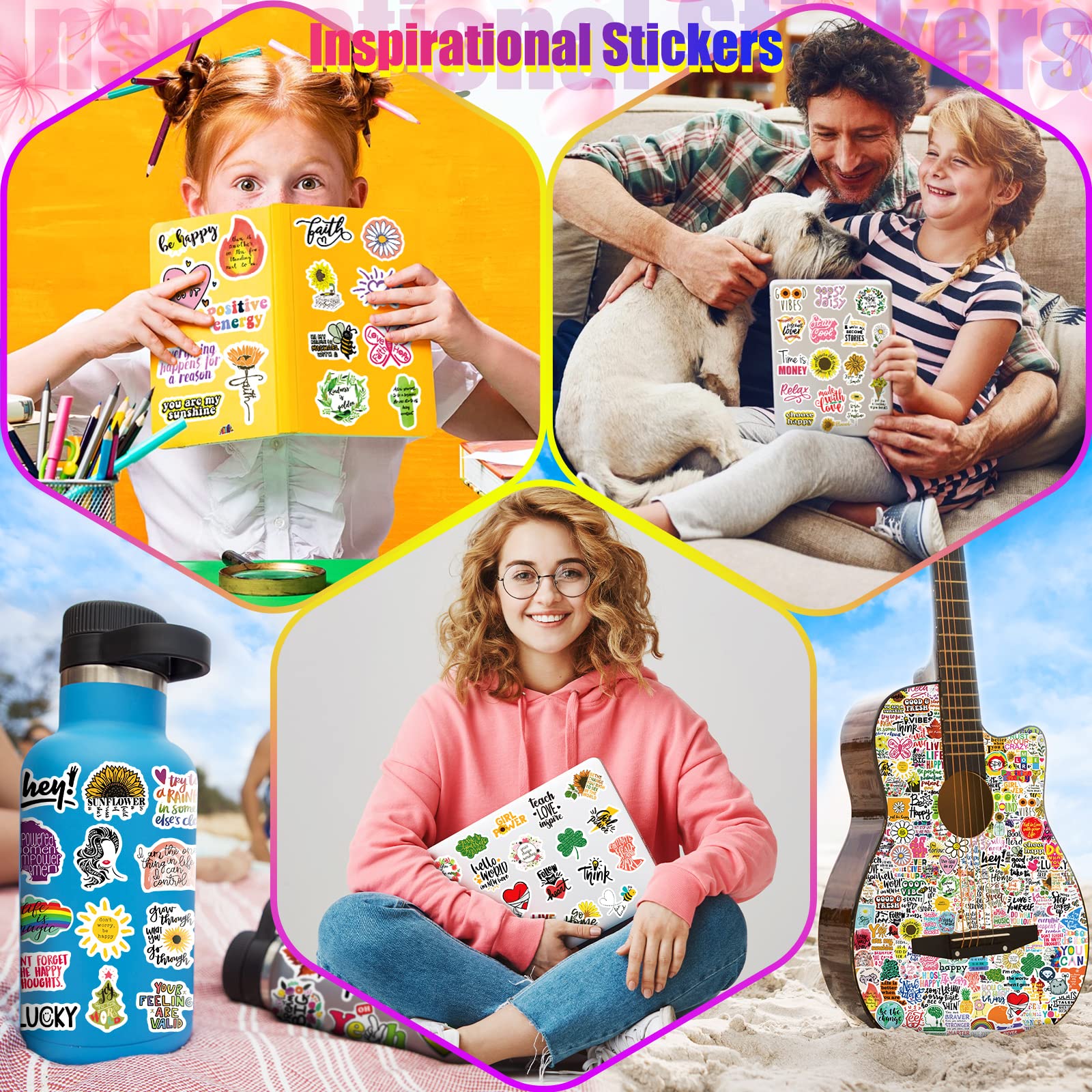 LIFEBE 250Pcs/Pack Inspirational Stickers for Water Bottles, Motivational Stickers for Teens, Students, Teachers, Employees, Vinyl Waterproof Durable Laptop Sticker Decals for Computer