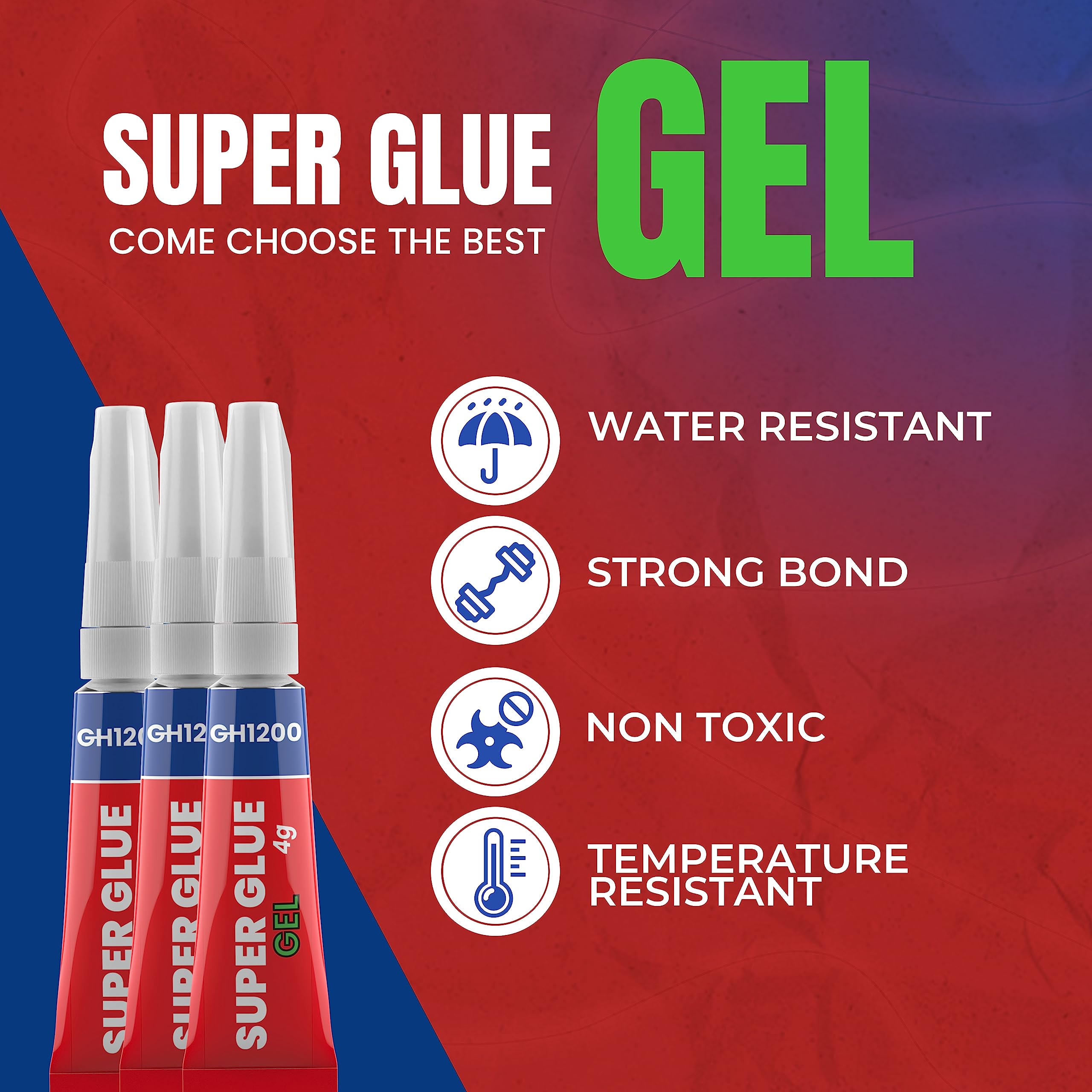 4Gx 5 Value Pack Super Glue Gel All Purpose with Anti Clog Cap. Super Fast & Strong Adhesive Superglue, Cyanoacrylate Glue for DIY Crafts and Many More