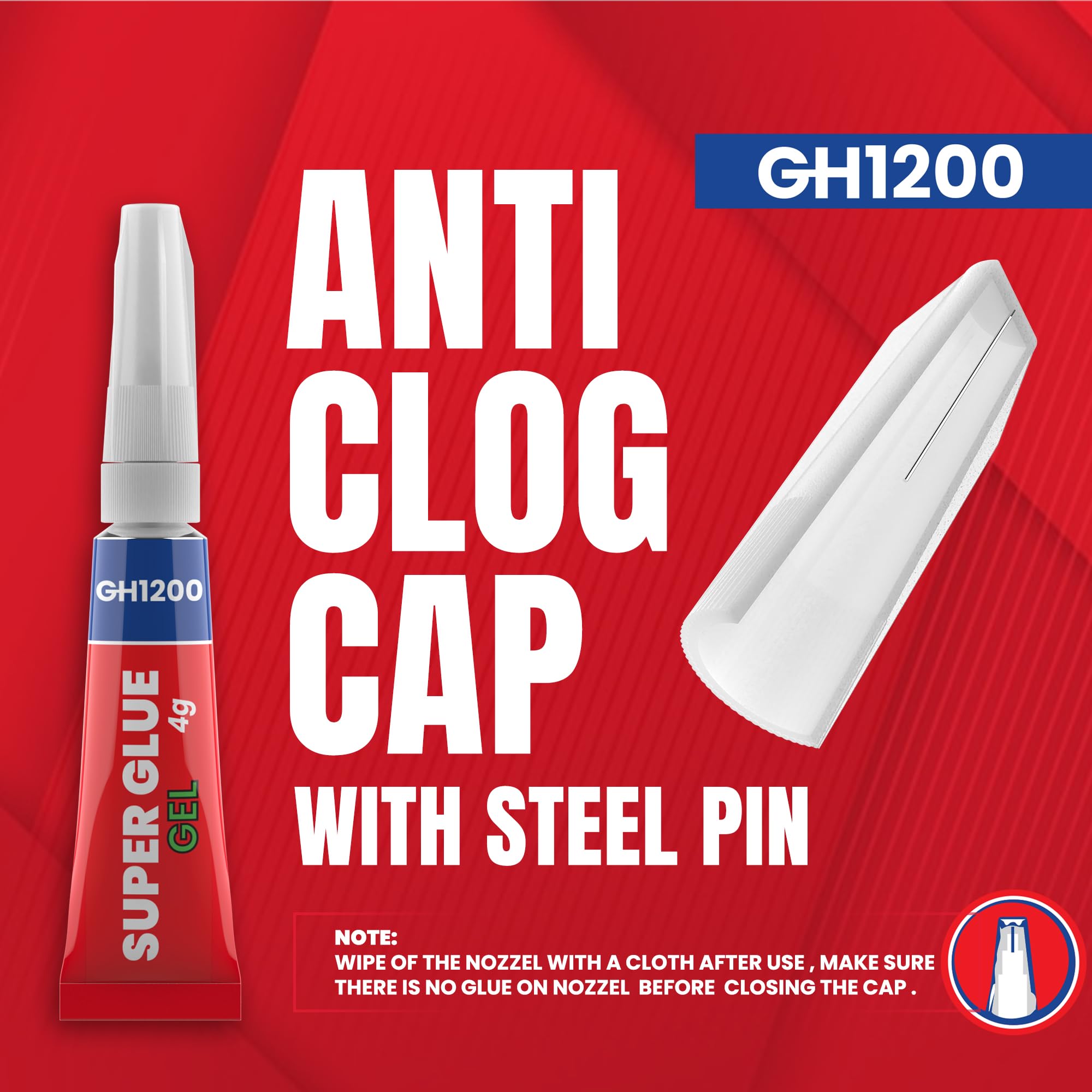 4Gx 5 Value Pack Super Glue Gel All Purpose with Anti Clog Cap. Super Fast & Strong Adhesive Superglue, Cyanoacrylate Glue for DIY Crafts and Many More