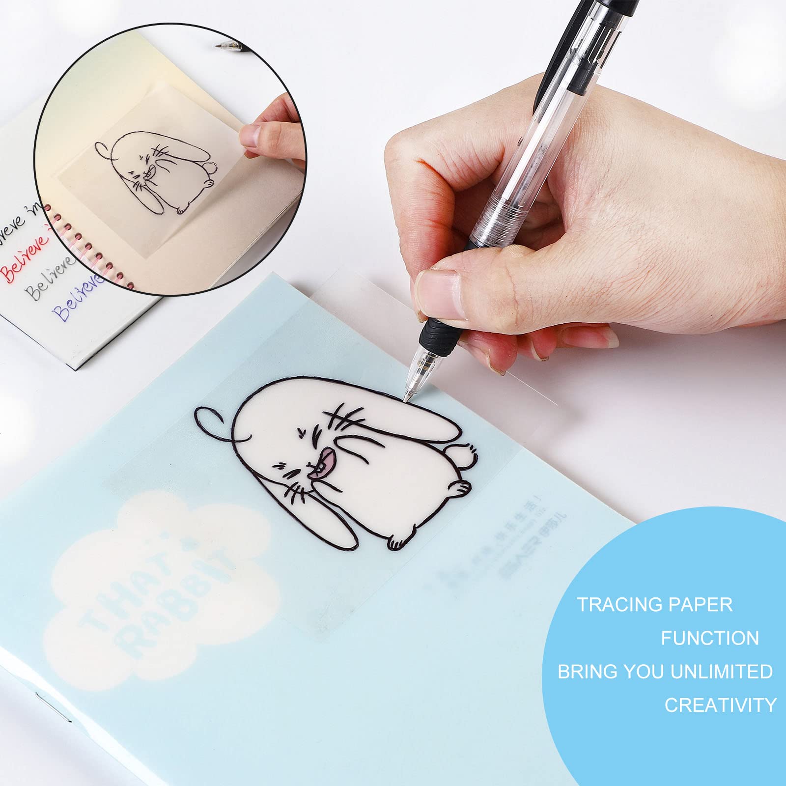 Jiemay 600 Pcs Transparent Sticky Notes Pad, Clear Sticky Notes for Books Message Reminder, Waterproof self-Adhesive Translucent Sticky Notes, 12 Packs (3"x3")
