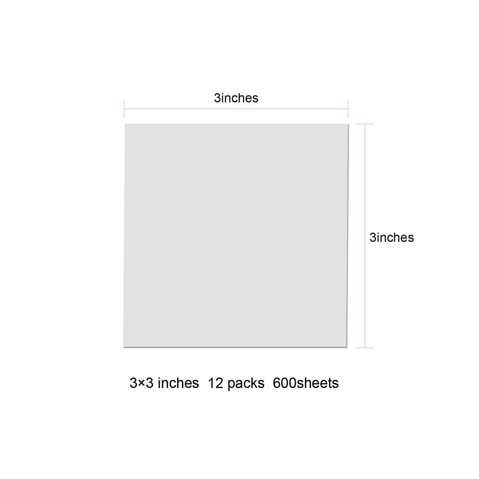 Jiemay 600 Pcs Transparent Sticky Notes Pad, Clear Sticky Notes for Books Message Reminder, Waterproof self-Adhesive Translucent Sticky Notes, 12 Packs (3"x3")