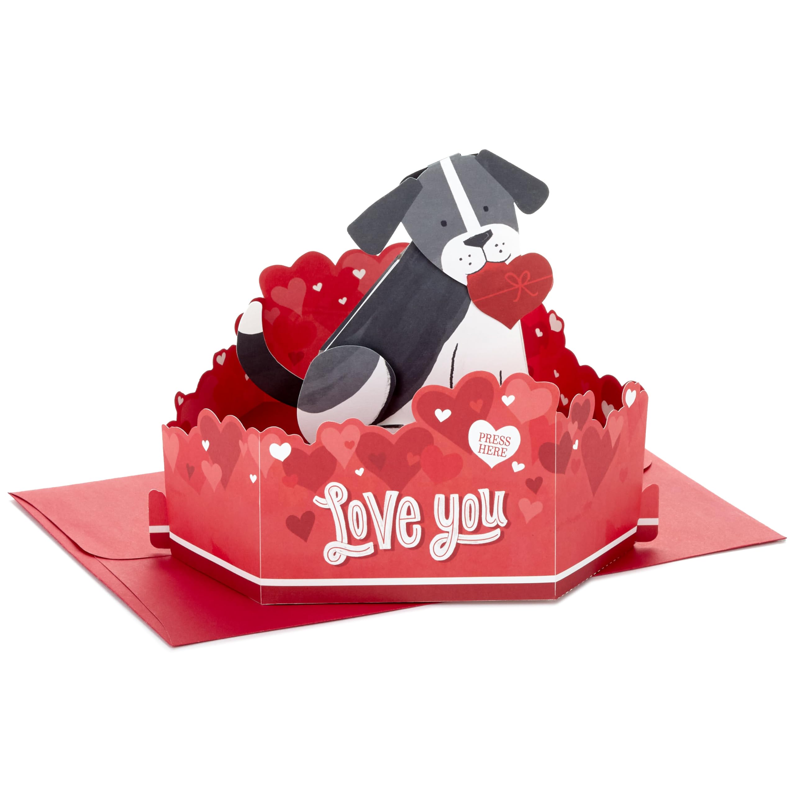 Hallmark Paper Wonder Pop Up Valentines Day Card with Sound and Motion (Dog)