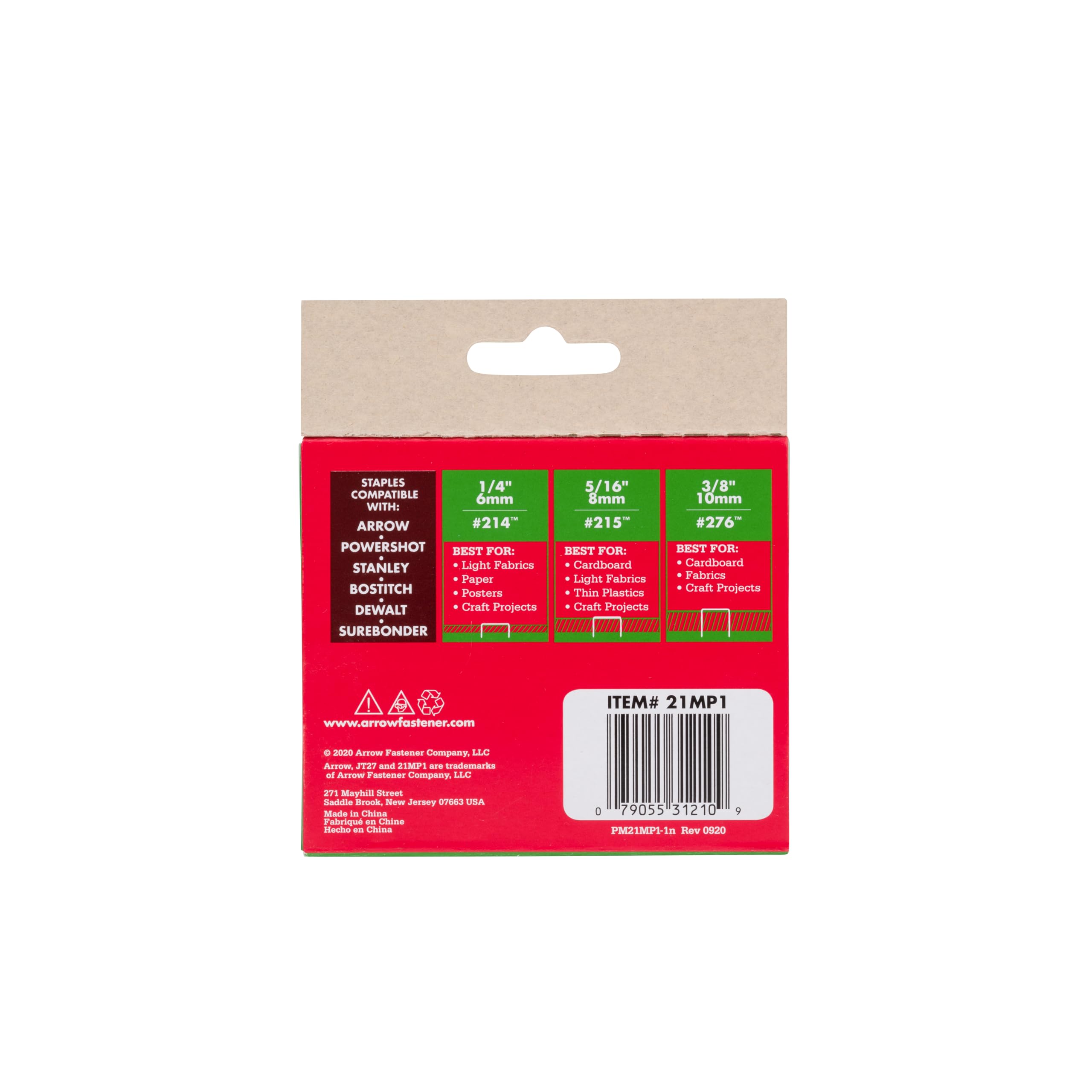 Arrow 21MP1 JT21 Thin Wire Staples Multipack for Staple Guns and Staplers, Use for Upholstery, Crafts,General Repairs, Includes 1/4-Inch, 5/16-Inch, and 3/8-Inch Sizes, 1875-Pack,(Packaging May Vary)