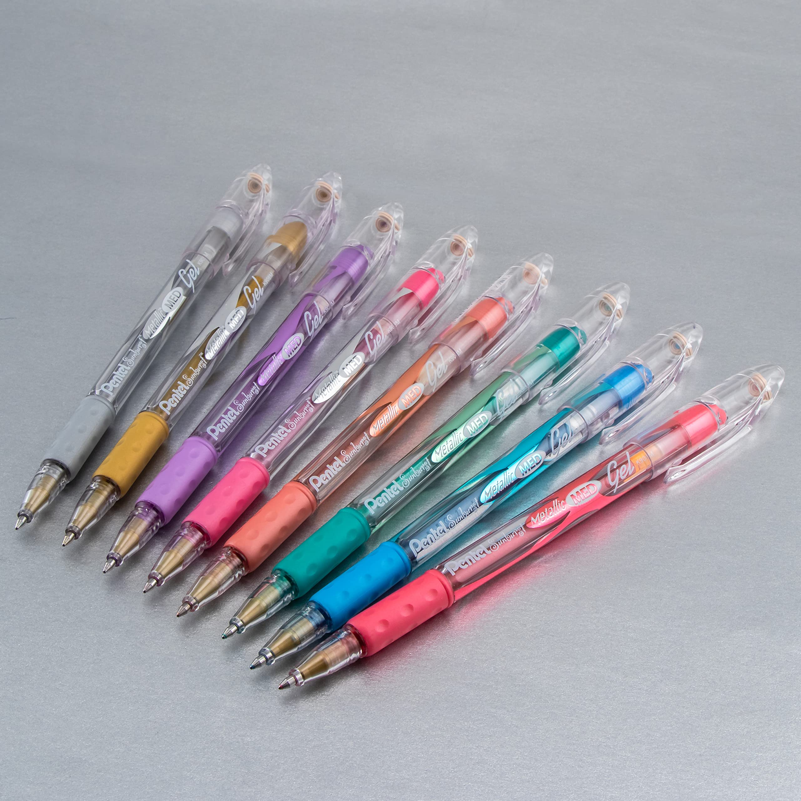 Pentel Arts Sunburst Metallic Gel Pen, Medium Line, Permanent, Gold Ink, 2 Pack (K908BP2X)