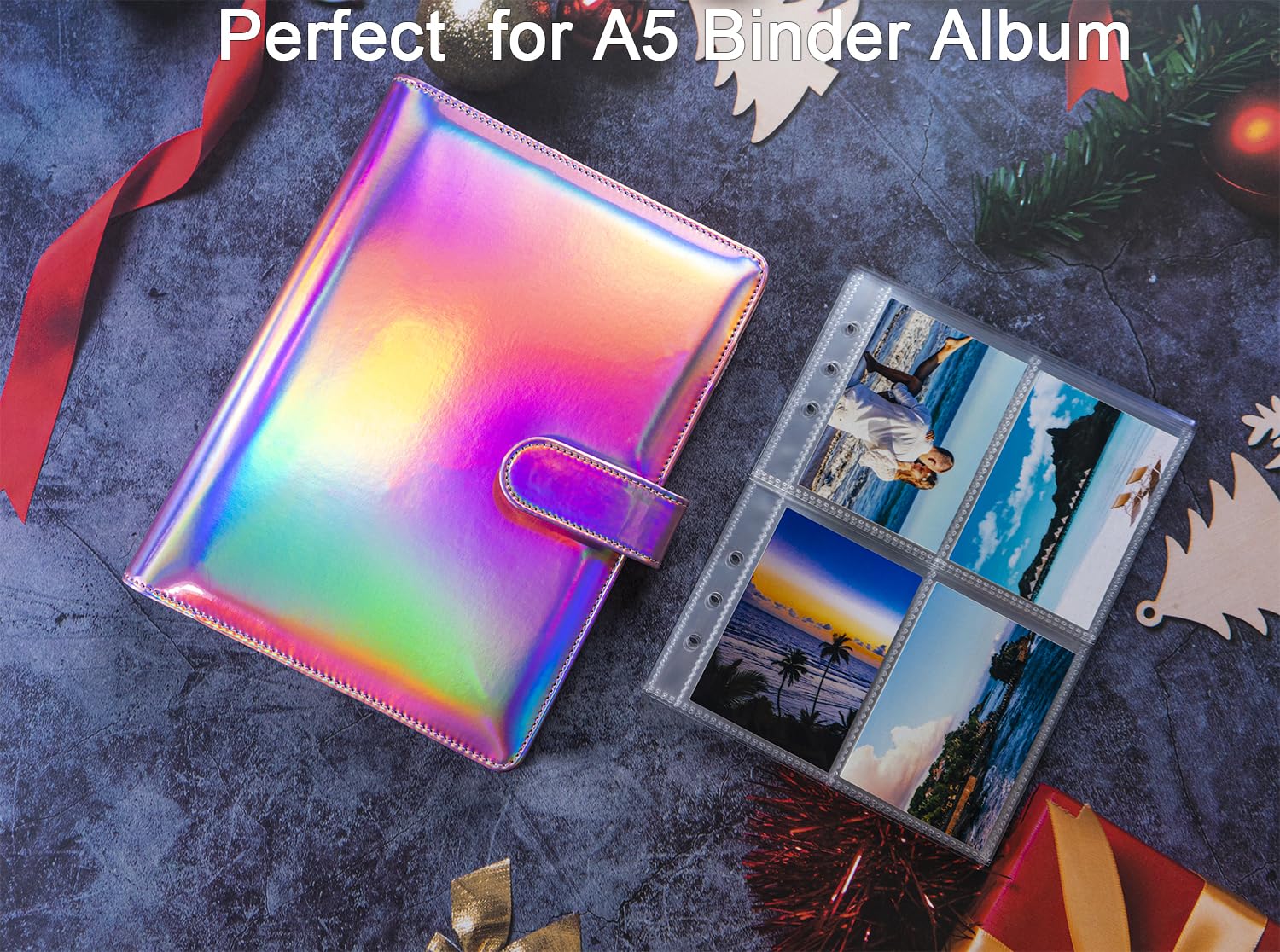 40 Pack 320 Pockets 2.5x3.5 Inch Trading Card Sleeves,Double-Sided 4 Pocket Page Protector,Ultra-Clear Kpop Photocard Sheets for A5 6 Ring Binder,Card Sleeve Pages for Game Cards,Baseball Card