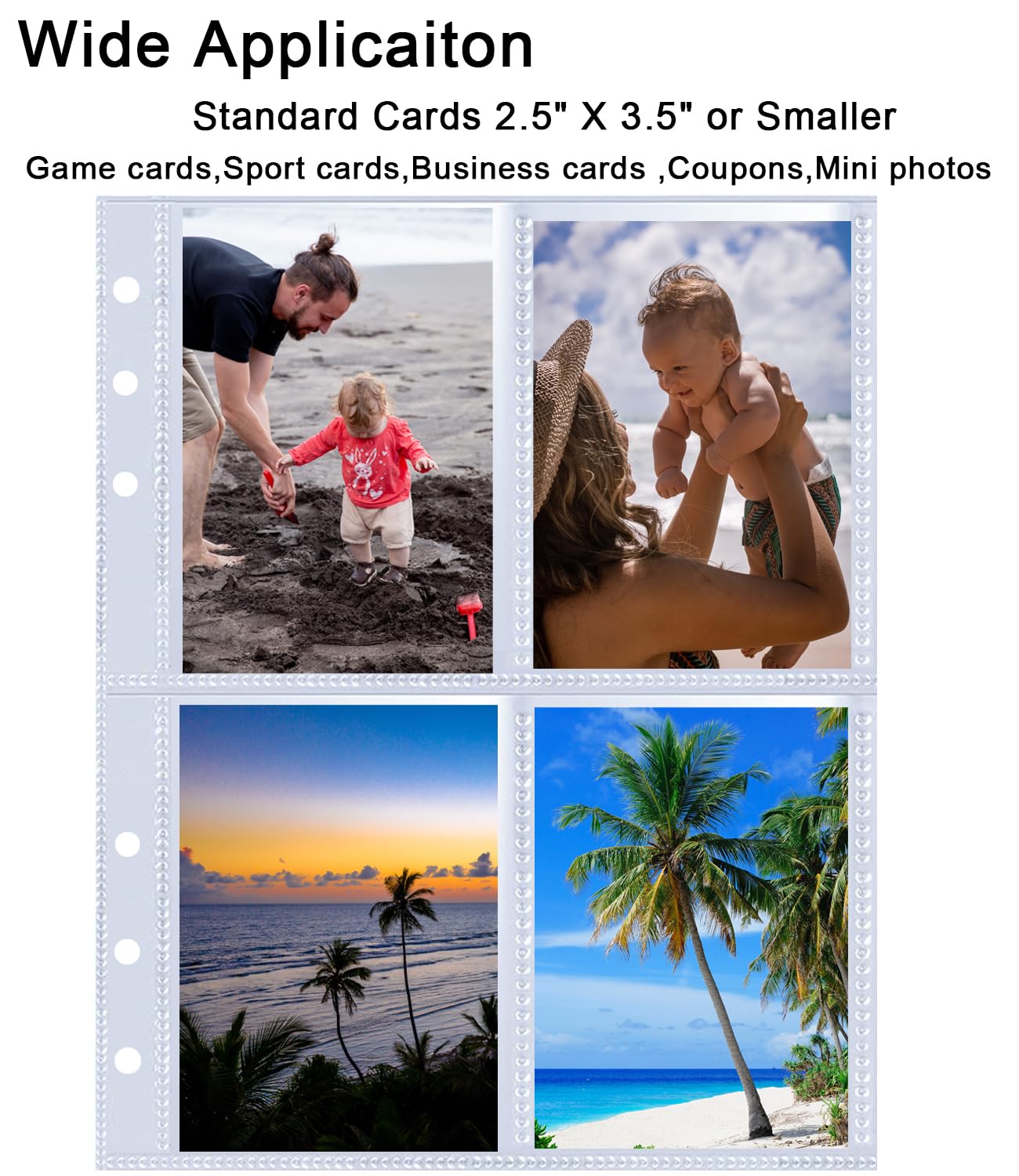 40 Pack 320 Pockets 2.5x3.5 Inch Trading Card Sleeves,Double-Sided 4 Pocket Page Protector,Ultra-Clear Kpop Photocard Sheets for A5 6 Ring Binder,Card Sleeve Pages for Game Cards,Baseball Card