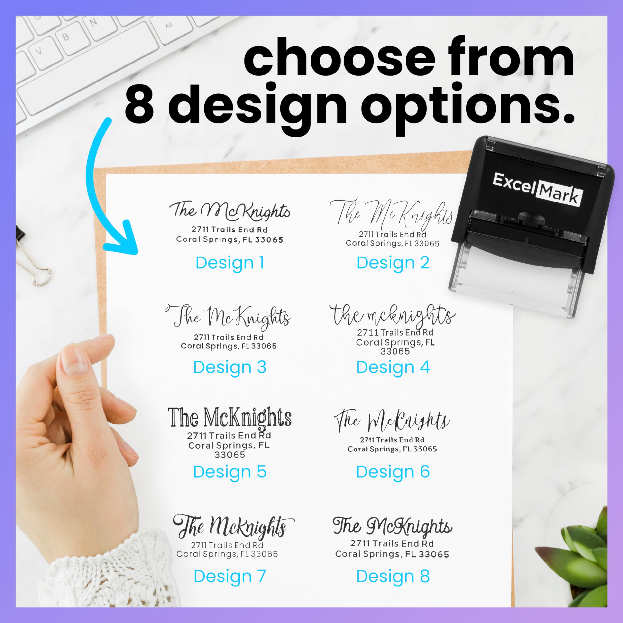 Custom Return Address Stamp – Self Inking Rubber Stamp – 3 Sizes and 8 Designs to Choose from