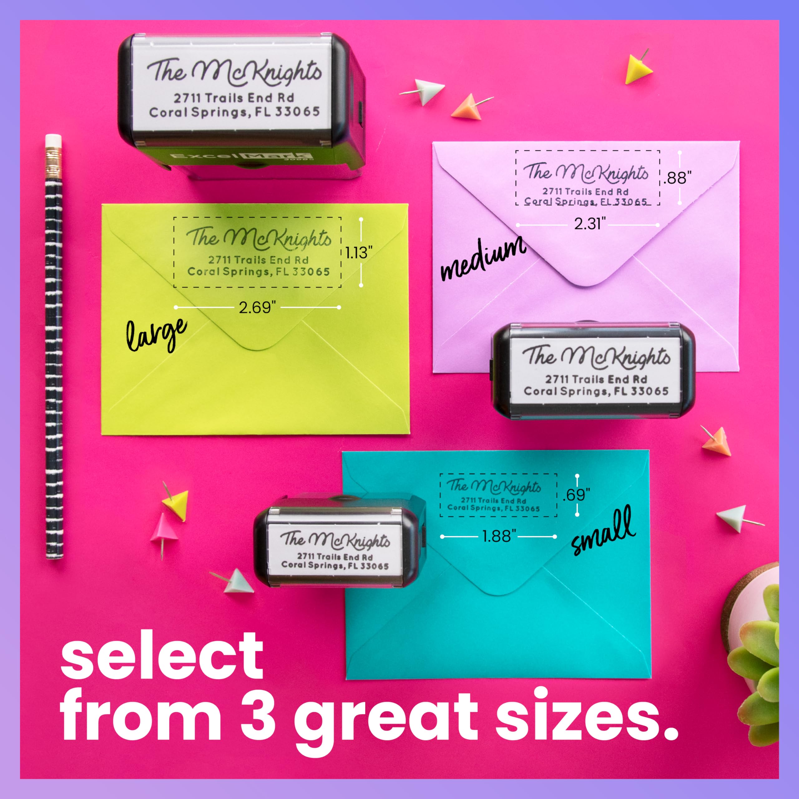 Custom Return Address Stamp – Self Inking Rubber Stamp – 3 Sizes and 8 Designs to Choose from
