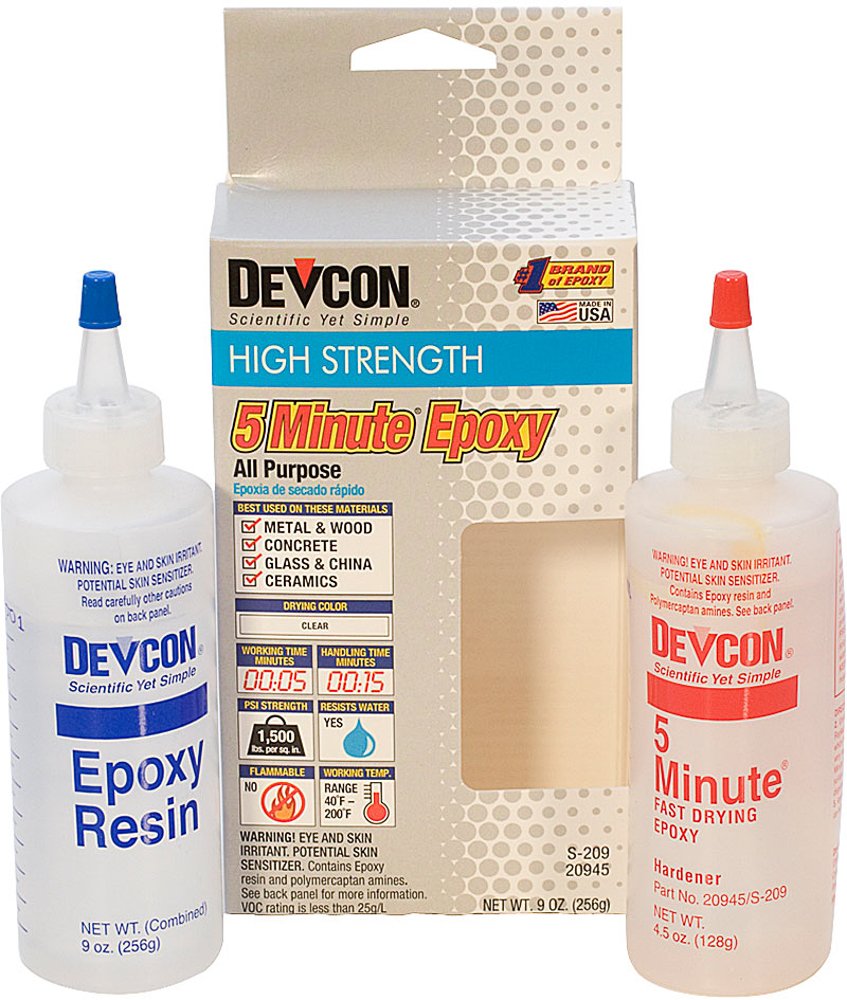 Devcon Epoxy, 5 Minute Epoxy, 2 Bottles Net 8.5 fl oz (250ml)