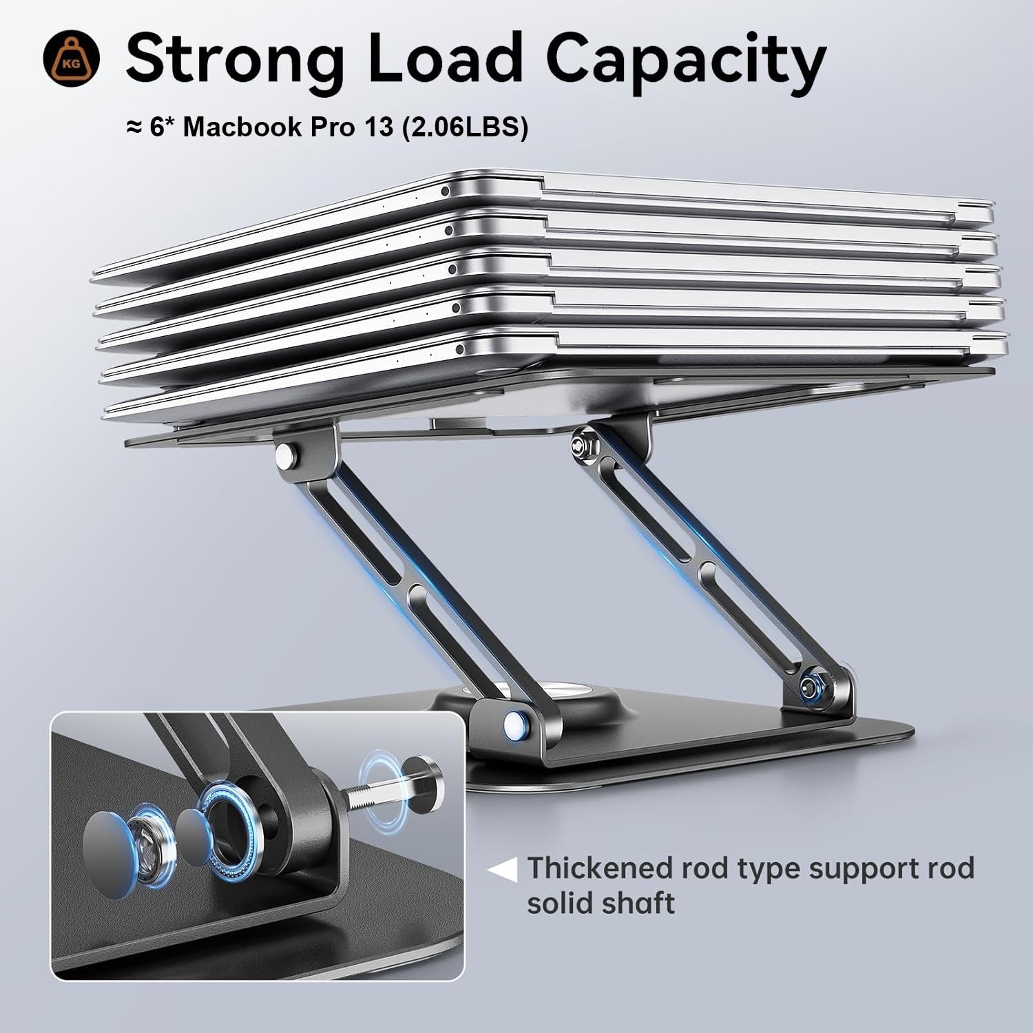 JOYEKY Laptop Stand for Desk, Adjustable Computer Stand with 360° Rotating Base, Ergonomic Laptop Riser for Collaborative Work, Foldable & Portable Laptop Stand, fits for All 10-16" Laptops